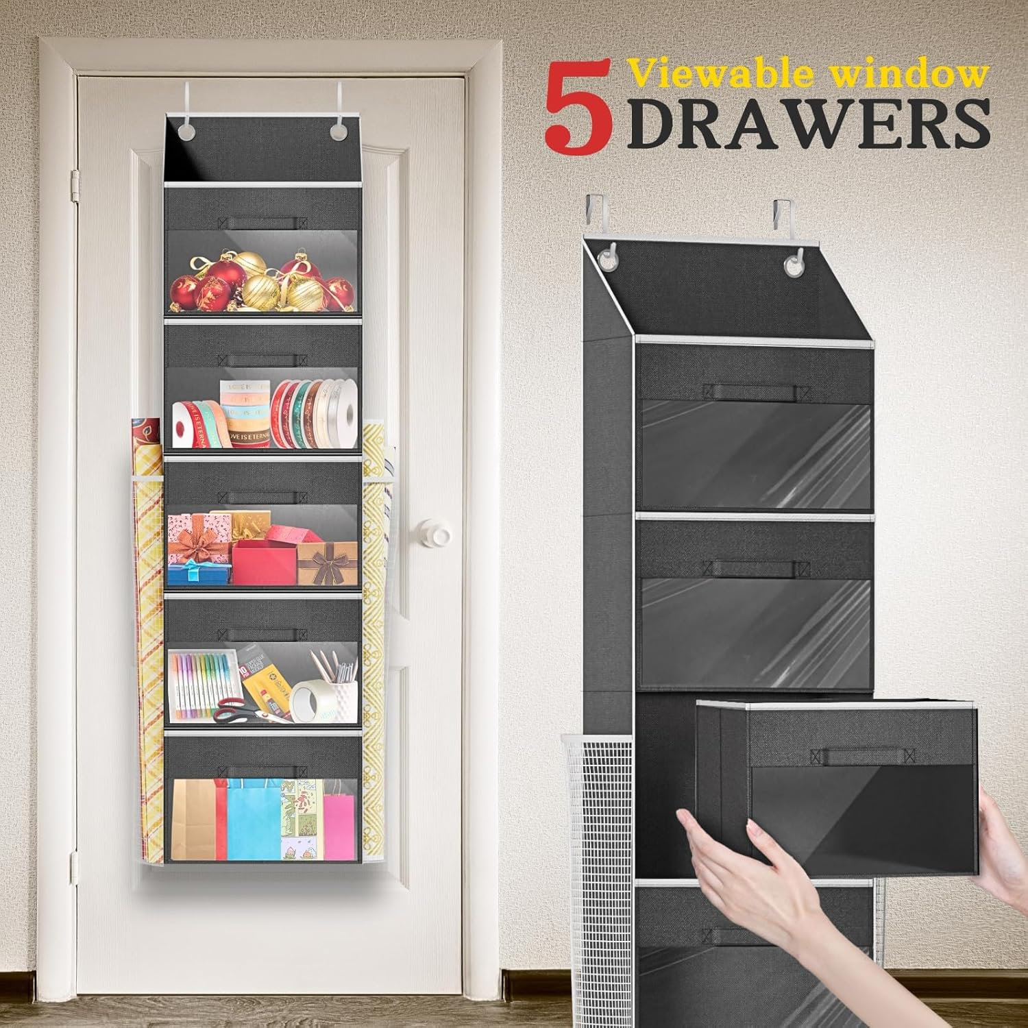 The Holiday Aisle® Over Door Wrapping Paper Organizer Storage With 5 ...