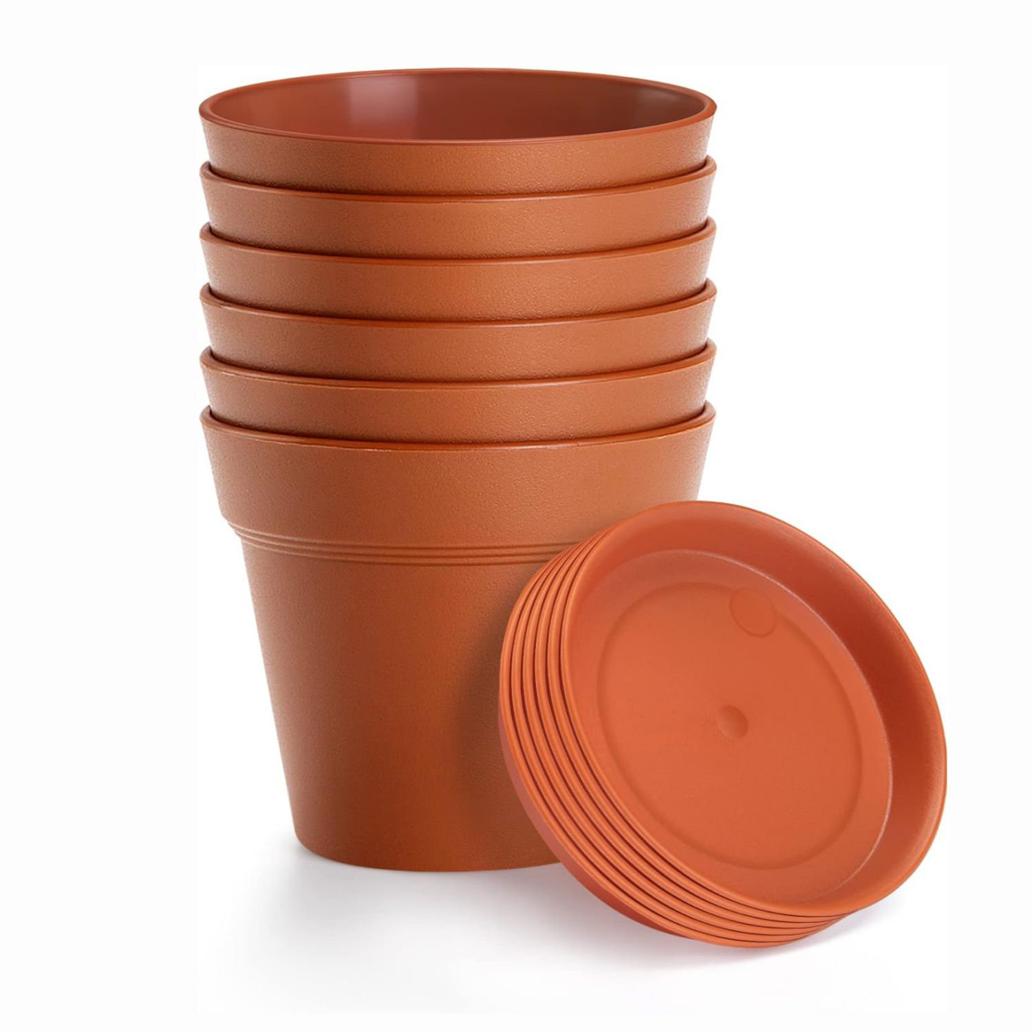Ameriwood 6 Pack Plastic Plant Pots with Drainage Holes and Tray | Wayfair