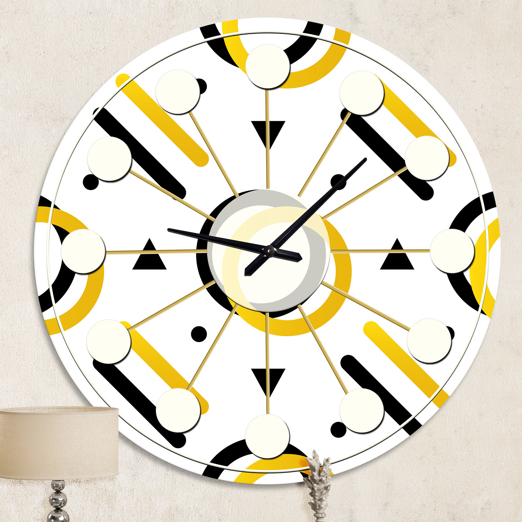 East Urban Home Trendy Black and Gold Triangular Pattern - Mid-Century ...