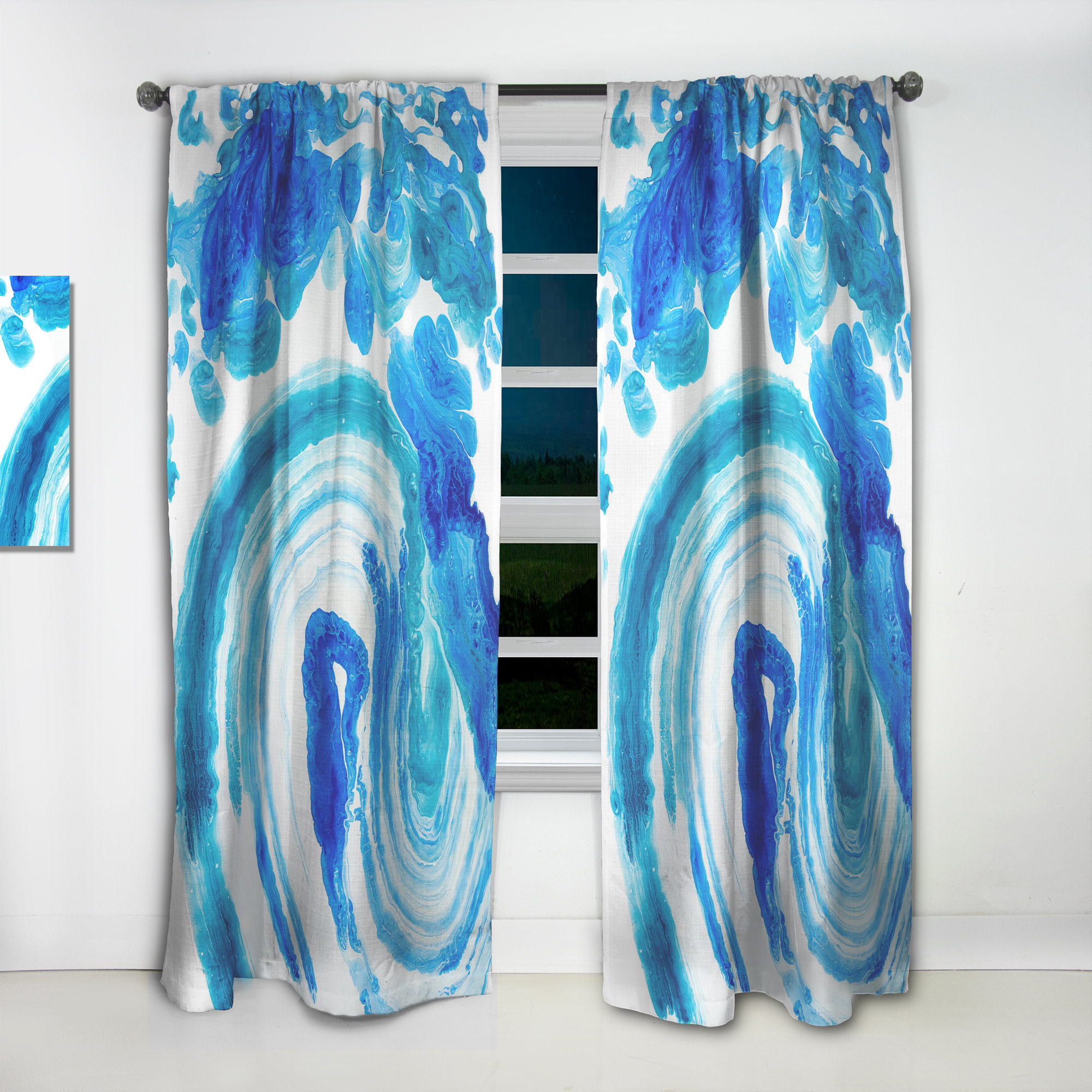 Design Art Ink Cloud Explosion Abstract Semi-Sheer Thermal Rod Pocket ...