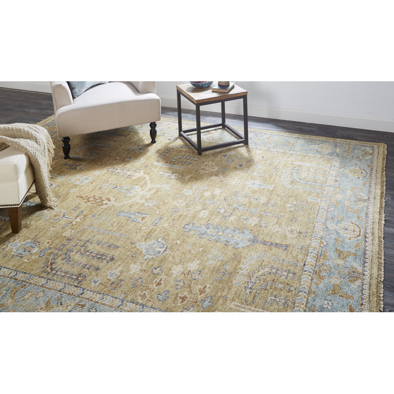 Brandonville Wool Gold/Light Blue Rug | Birch Lane