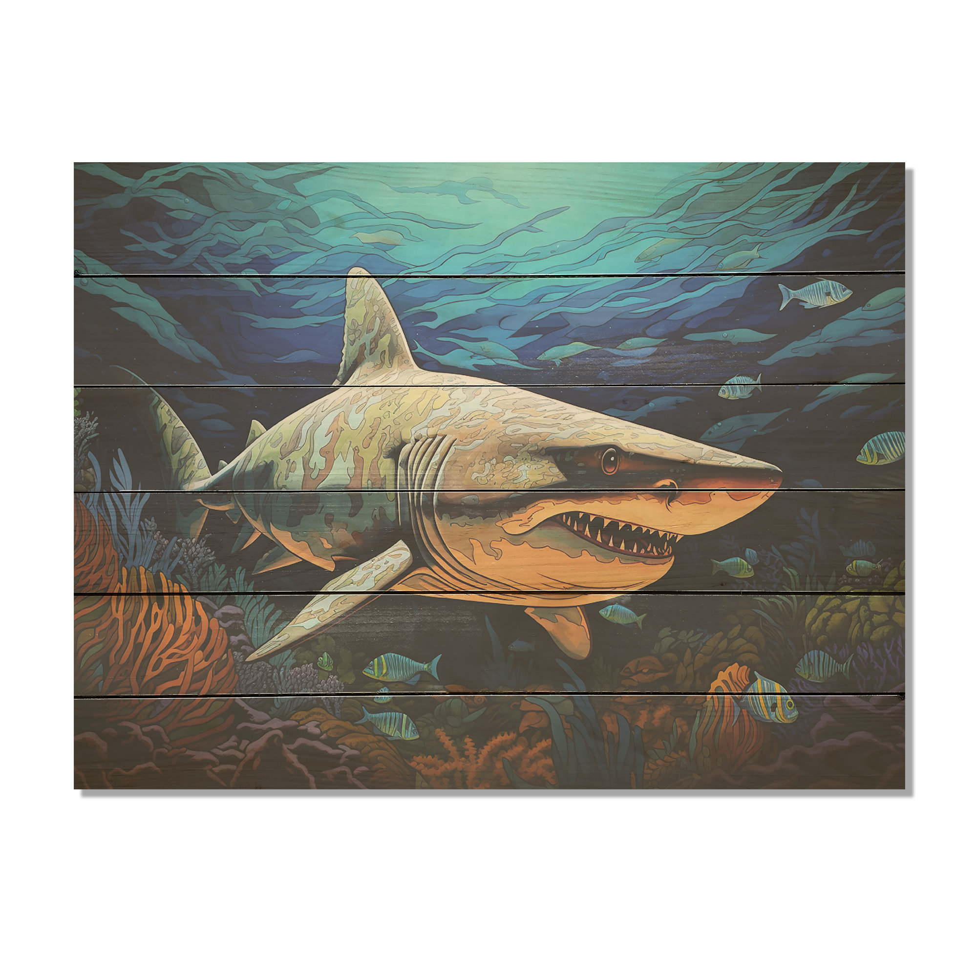 Beachcrest Home Bull Shark Depths Photography I - Shark Wood Art On ...