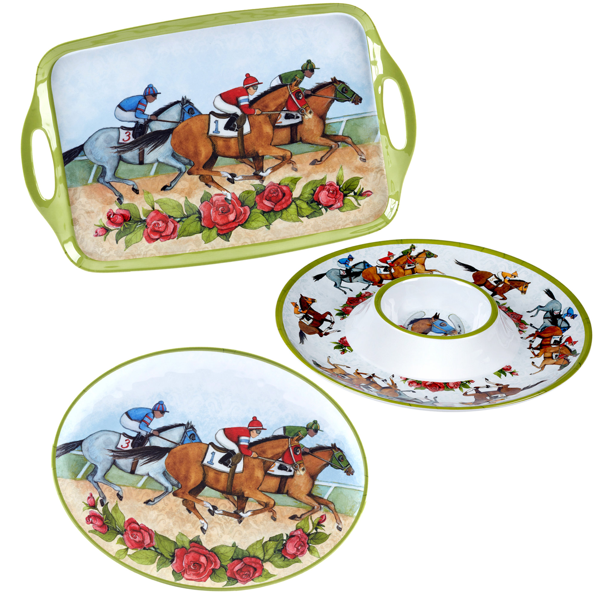 Certified International Derby Day at the Races 3pc Melamine Serving Set ...