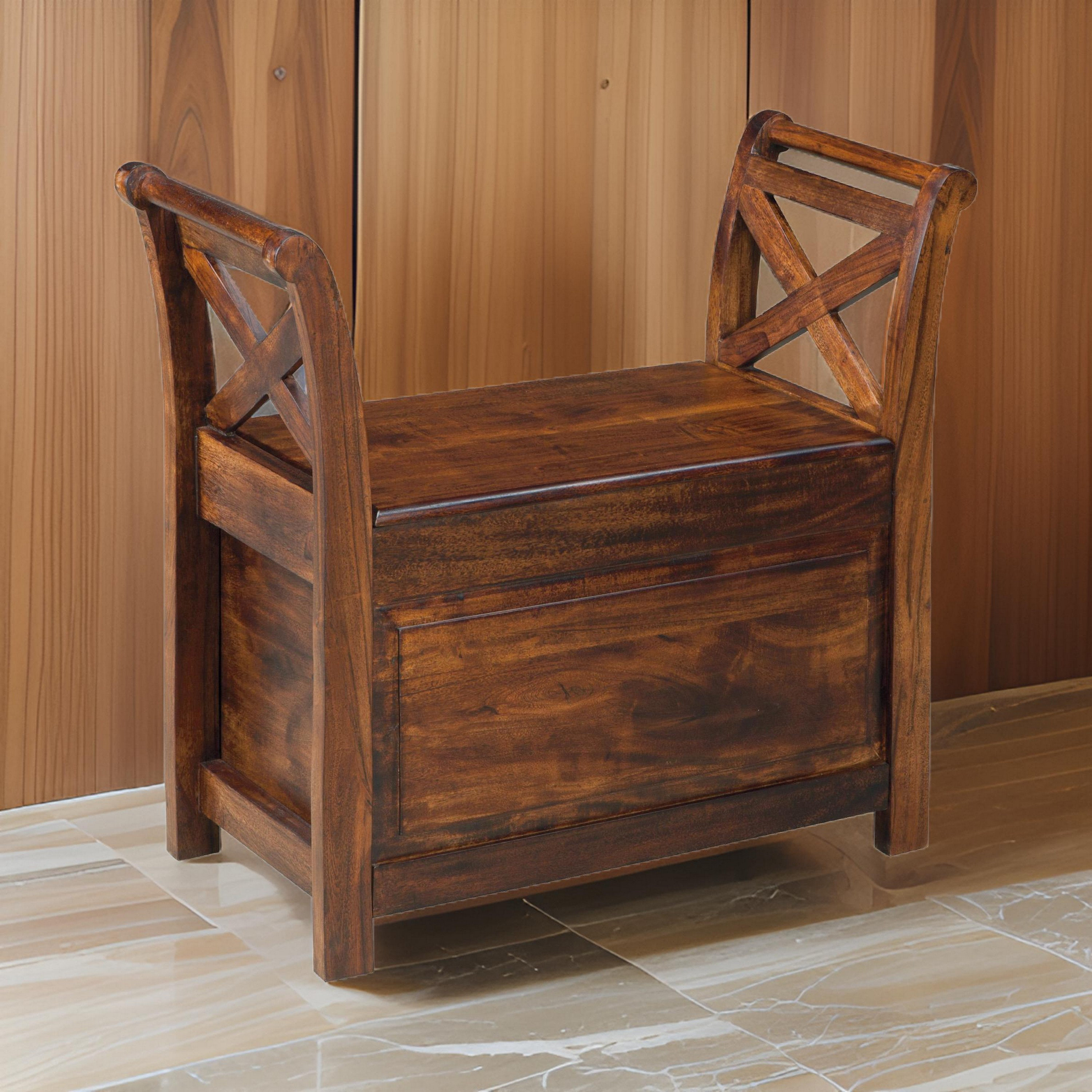 Millwood Pines Aviyah Solid Wood Flip Top Storage Bench & Reviews ...