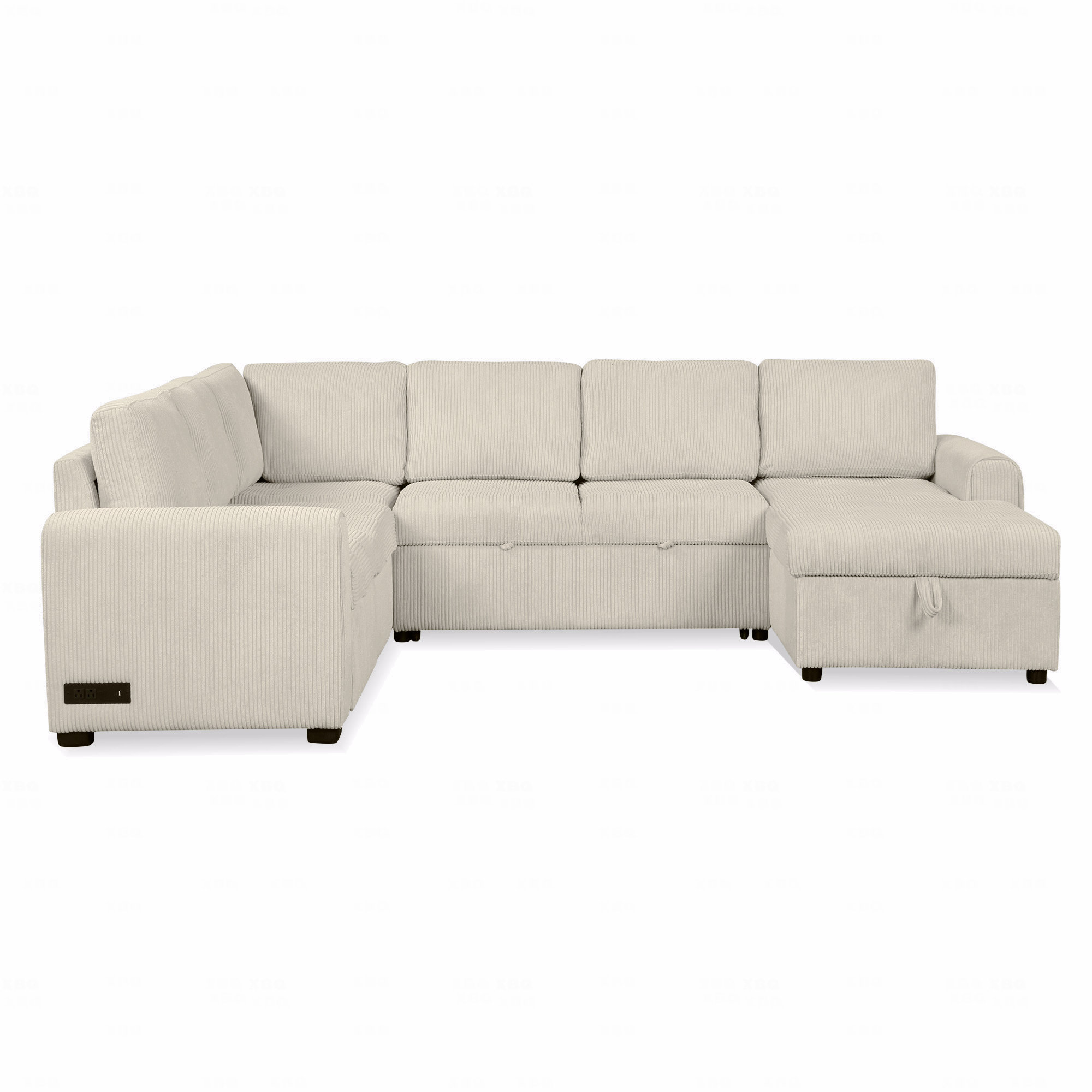 Latitude Run® Basic Sectional Sofa, 107.5" U-Shaped Sofa Sofa Pull-Out ...