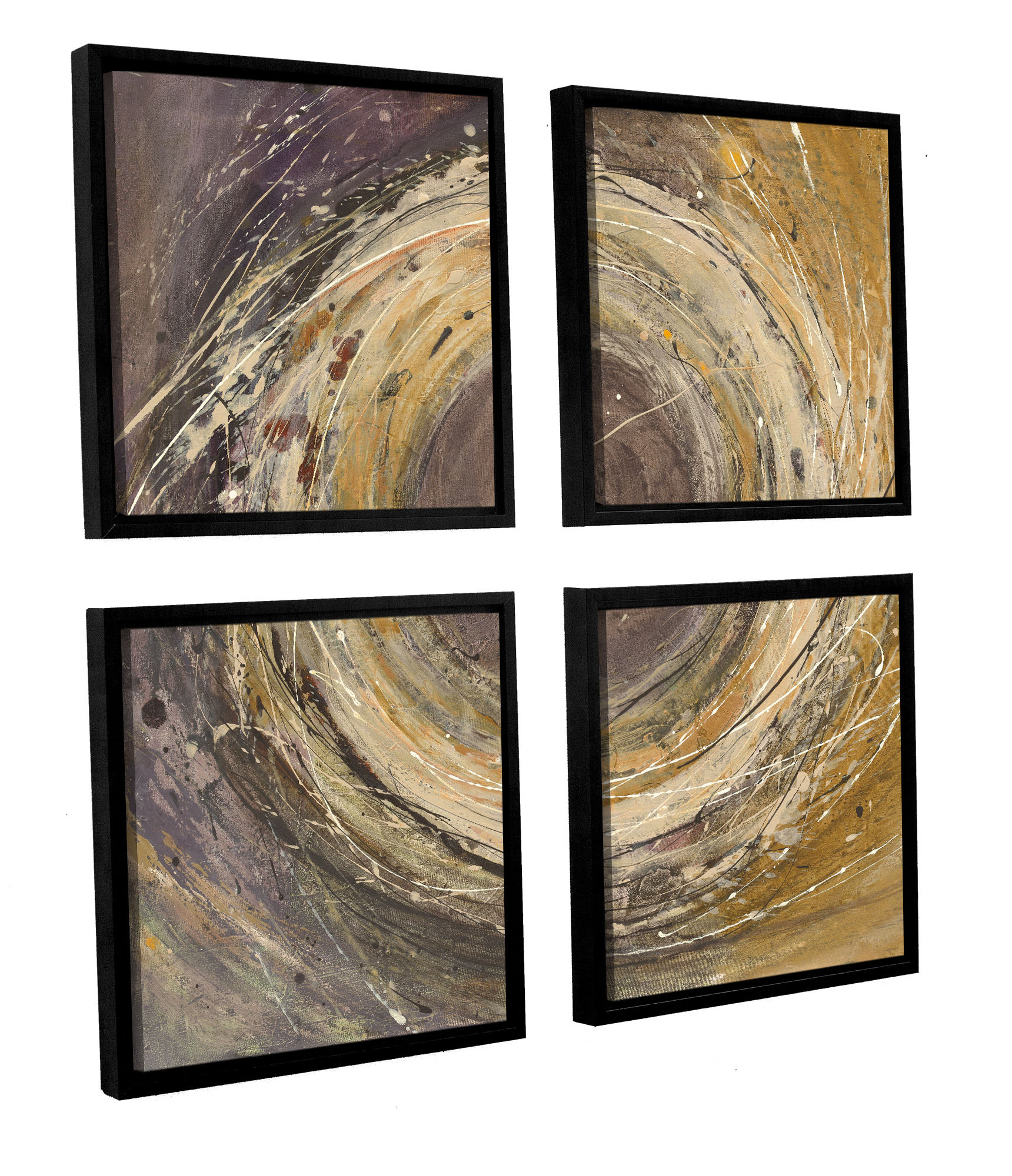 Wrought Studio™ 'Wooden Rings' 4 Piece Framed Painting Print on Canvas ...