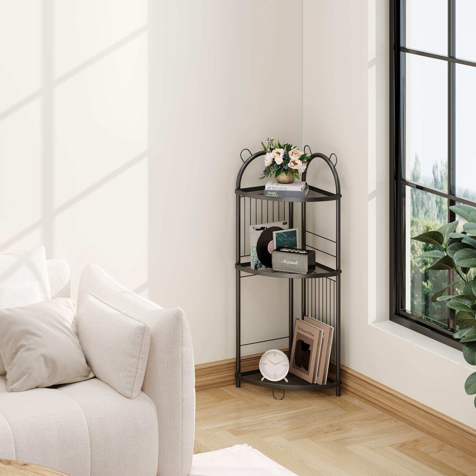 Ebern Designs Corner Bathroom Shelf Metal Short Corner Stand Shelf ...