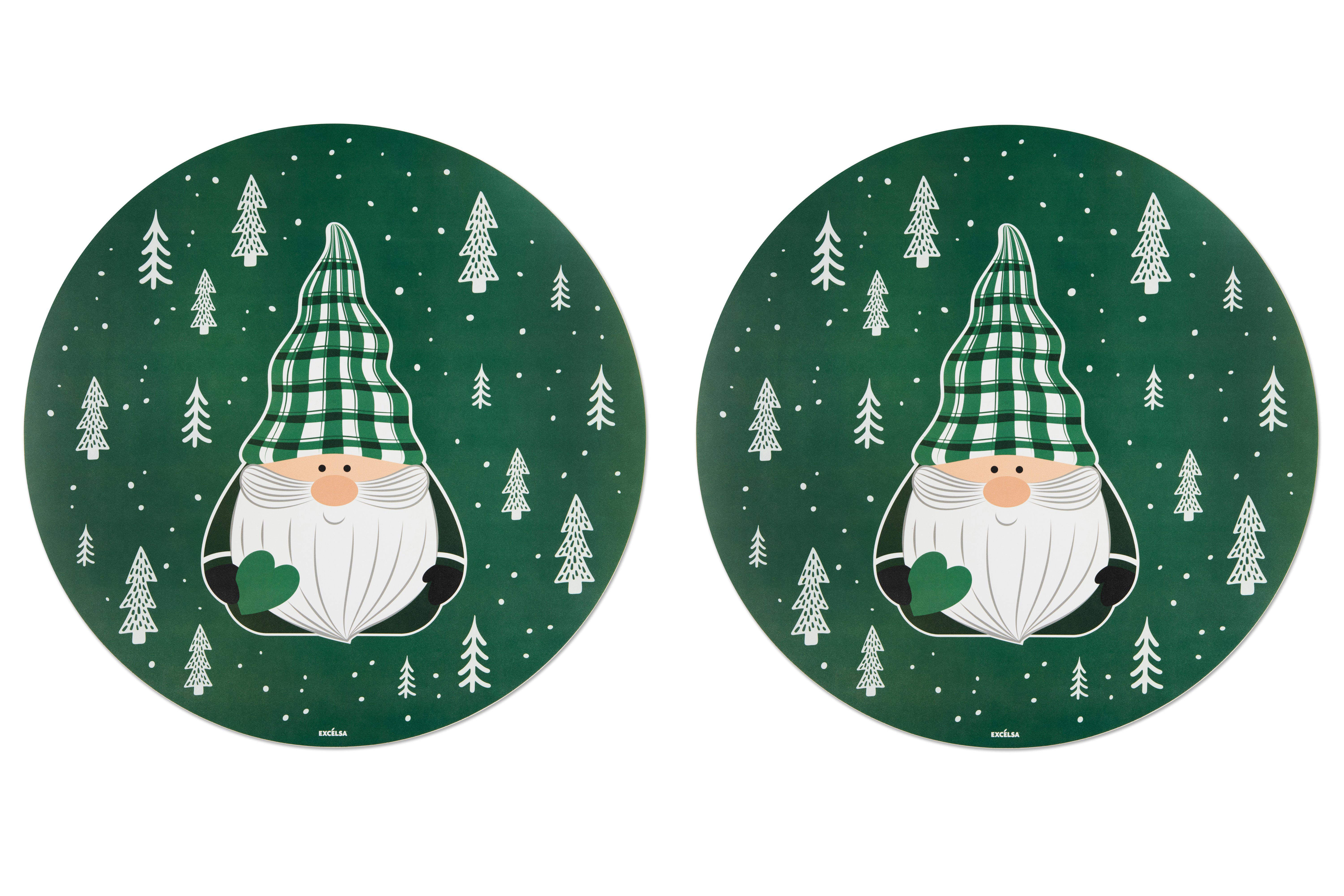 Excelsa set of 2 round placemats Green Winter plastic 15x15 cm ...