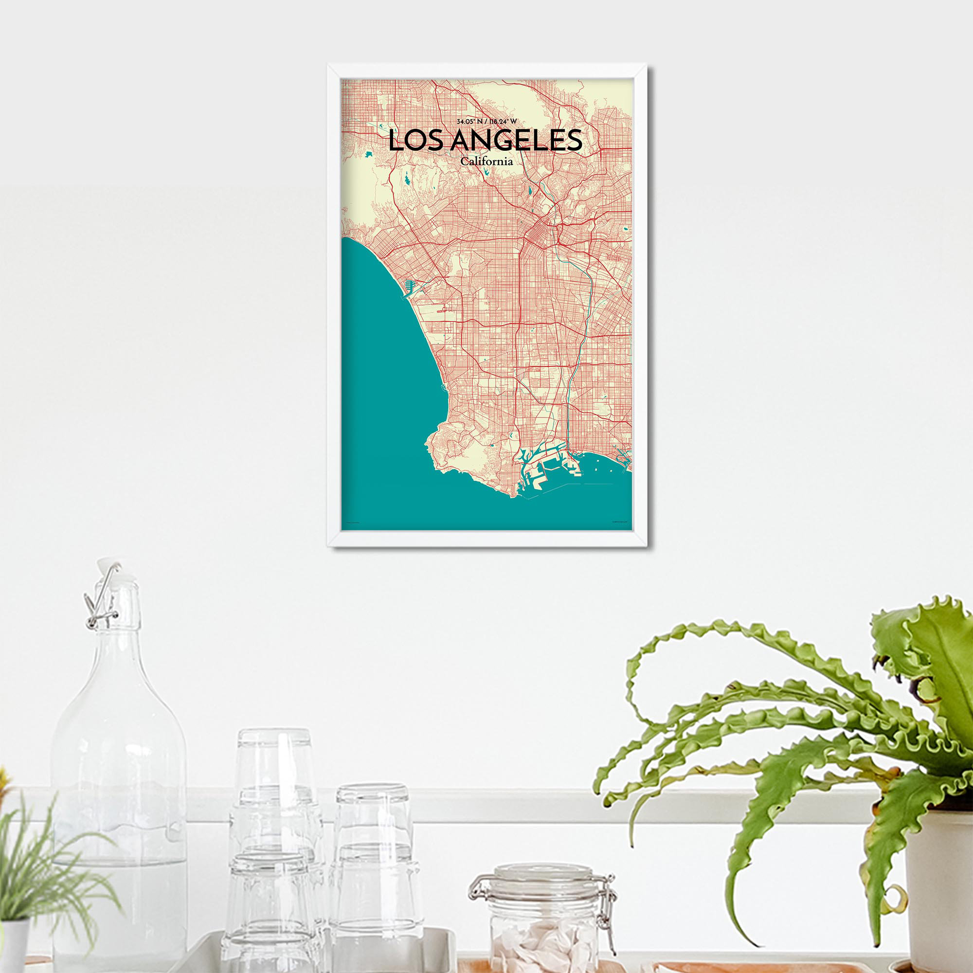 OurPoster.com 'Los Angeles City Map' Graphic Art Print Poster in ...