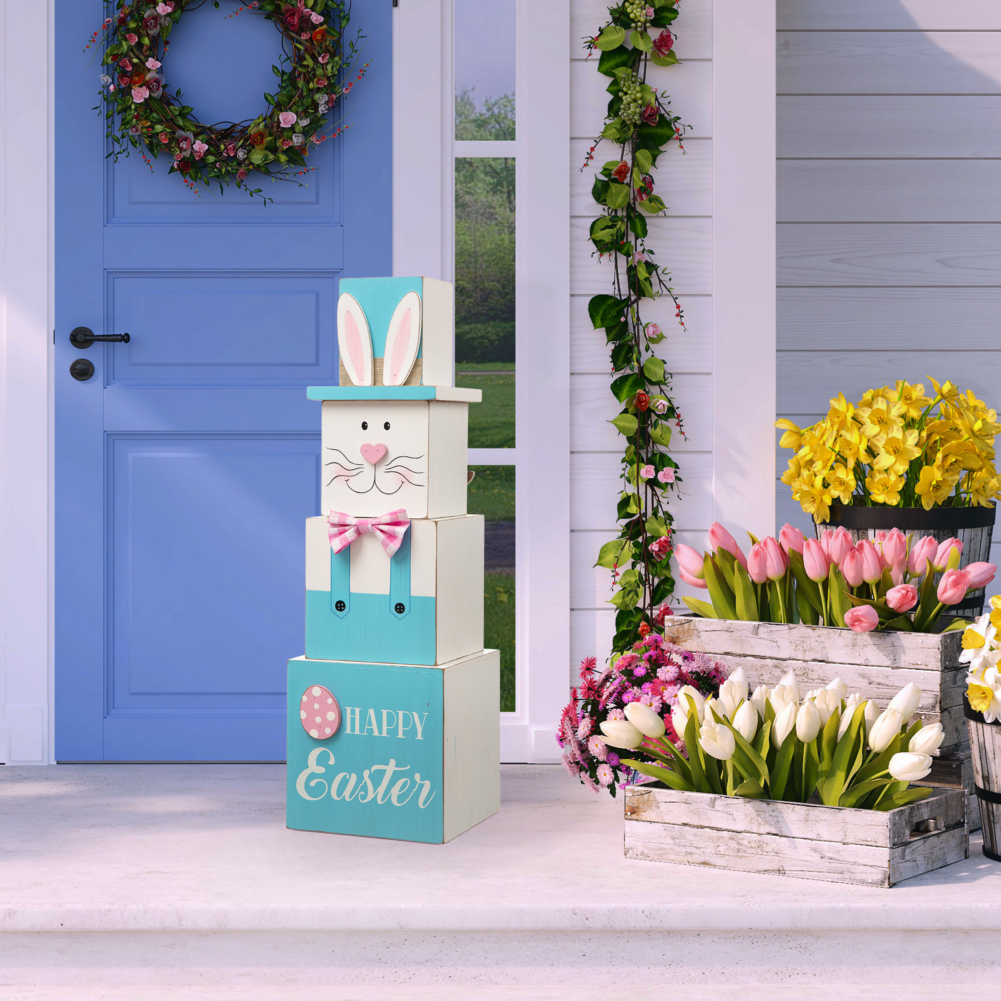 The Holiday Aisle® Wooden Double Sided Easter/Independence Day Porch ...