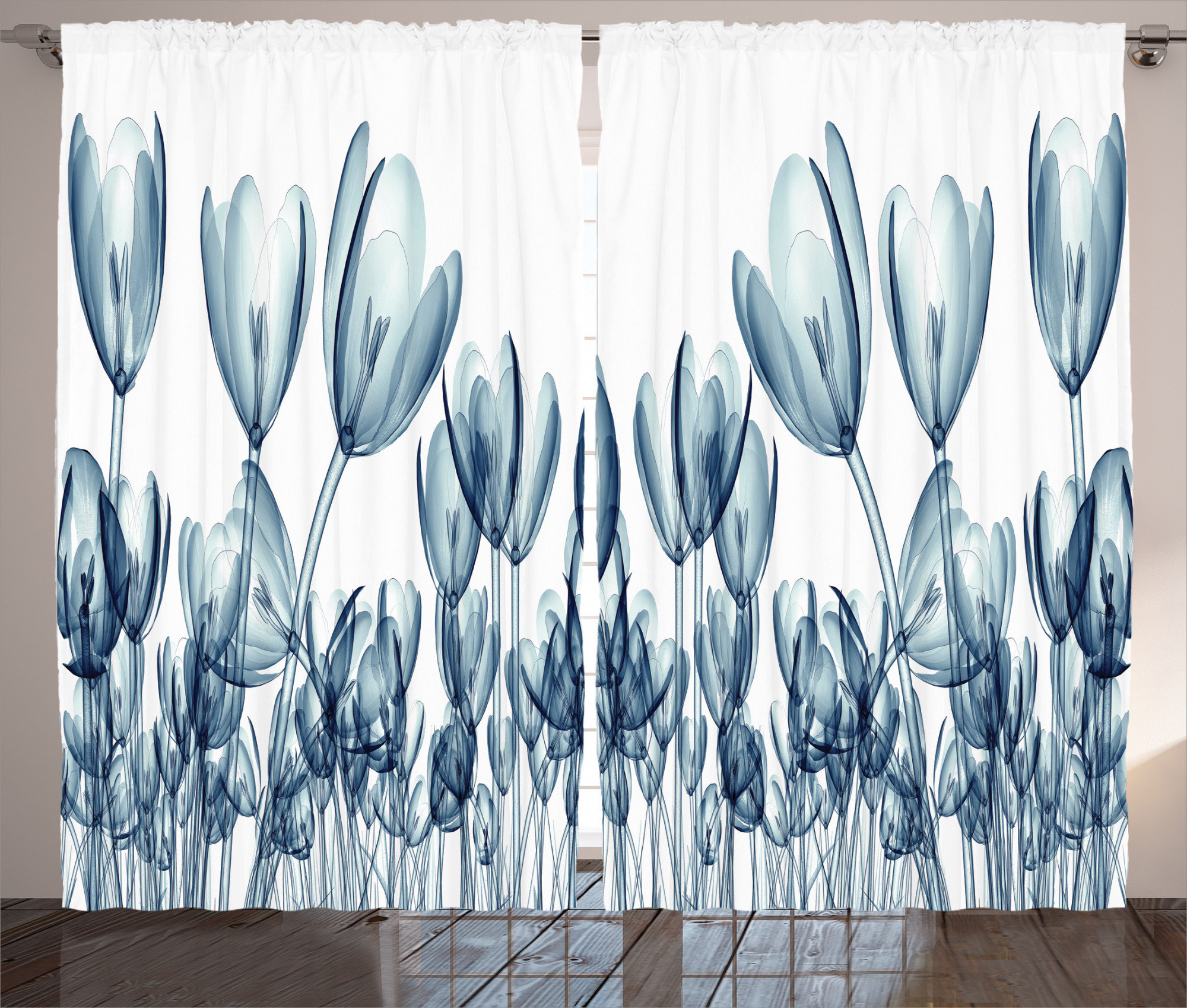 Ambesonne X-Rays Structures of Mother Nature Floral Semi-Sheer Curtain ...