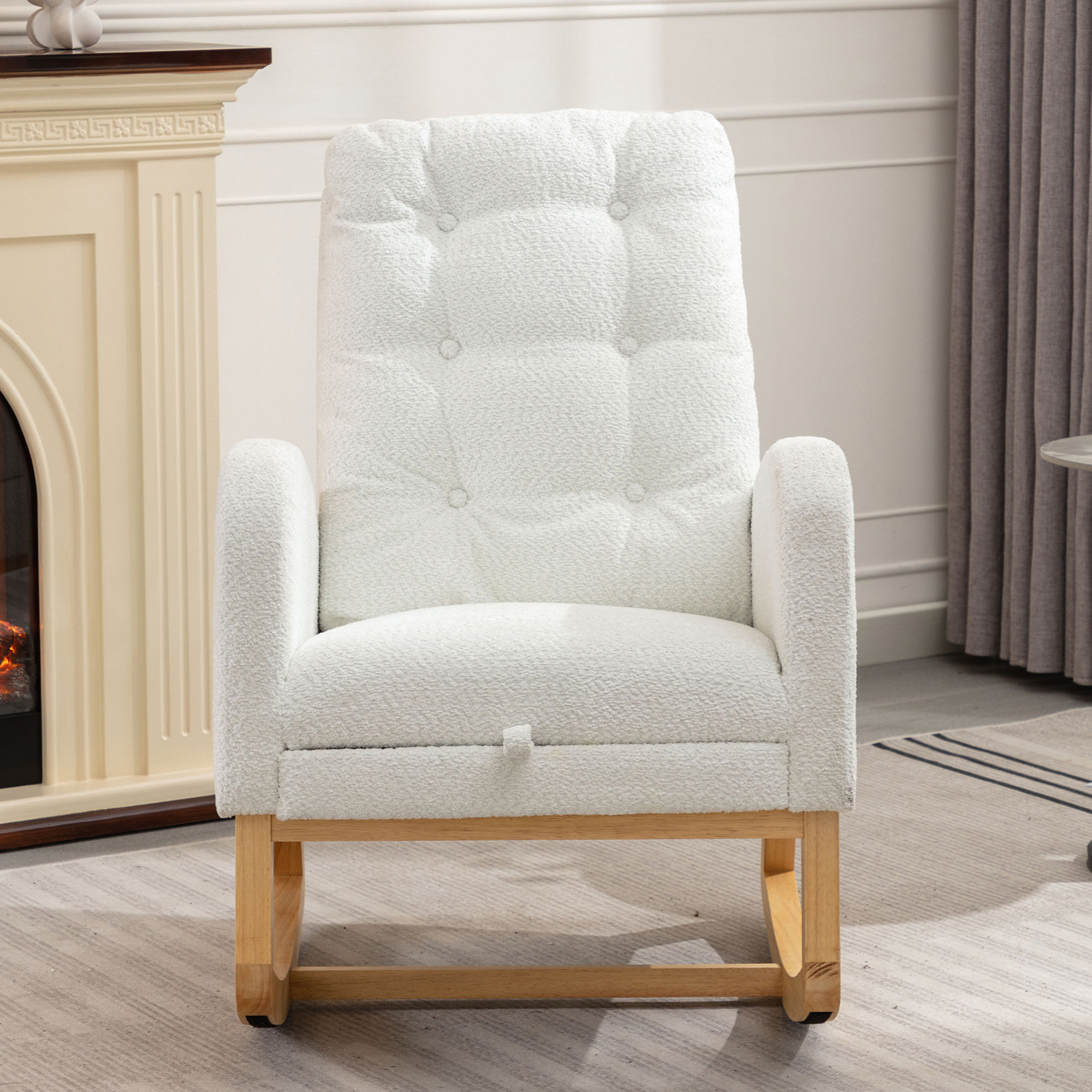 Latitude Run® Accent Rocking Chair With Footrest High Back Rubber Wood ...