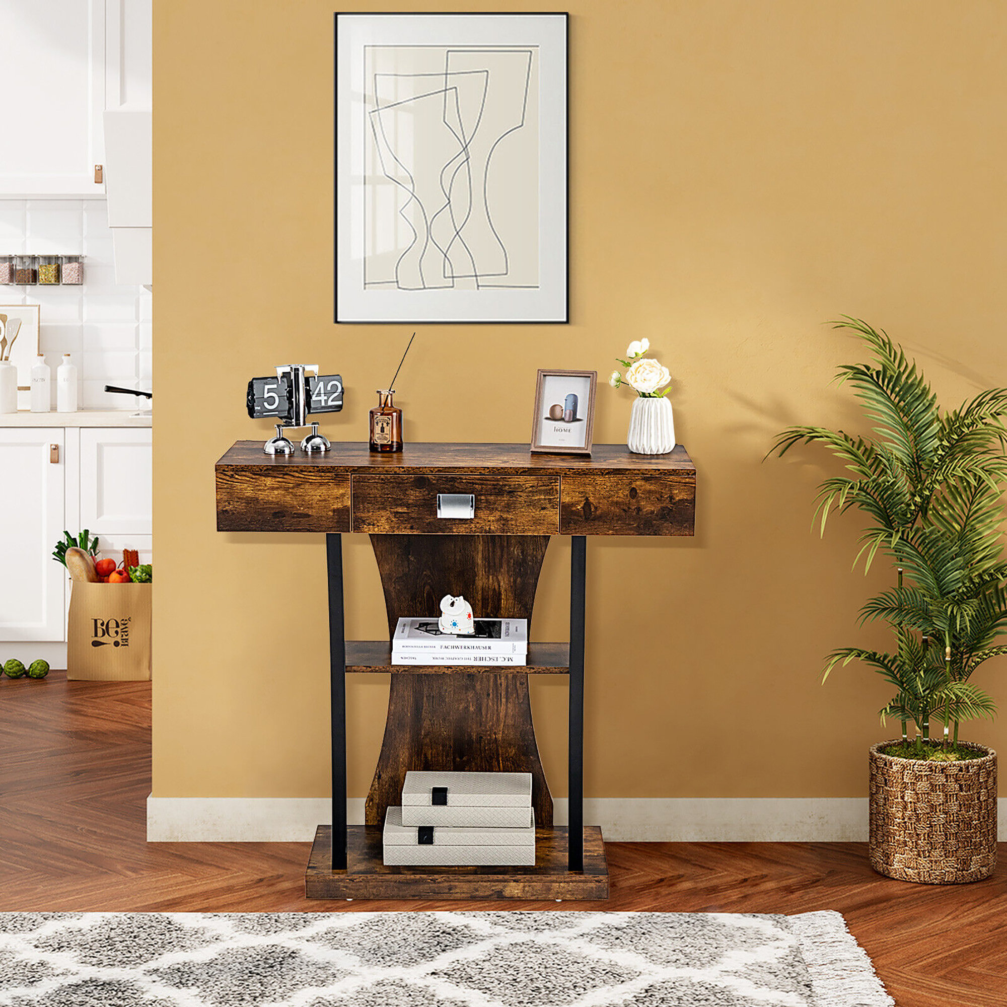 17 Stories Console Sofa Table W/ Drawer And 2-tier Shelves For Entryway ...