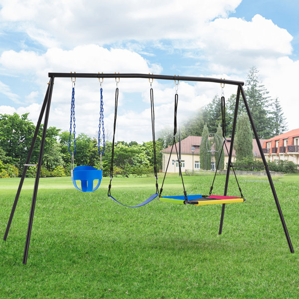 EROMMY Swing Sets For Backyard, Heavy Duty Metal A-frame Swing, 440lbs ...