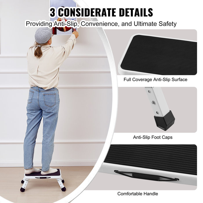 Symple Stuff Aadyant 1 - Step Steel Lightweight Folding Small Step ...