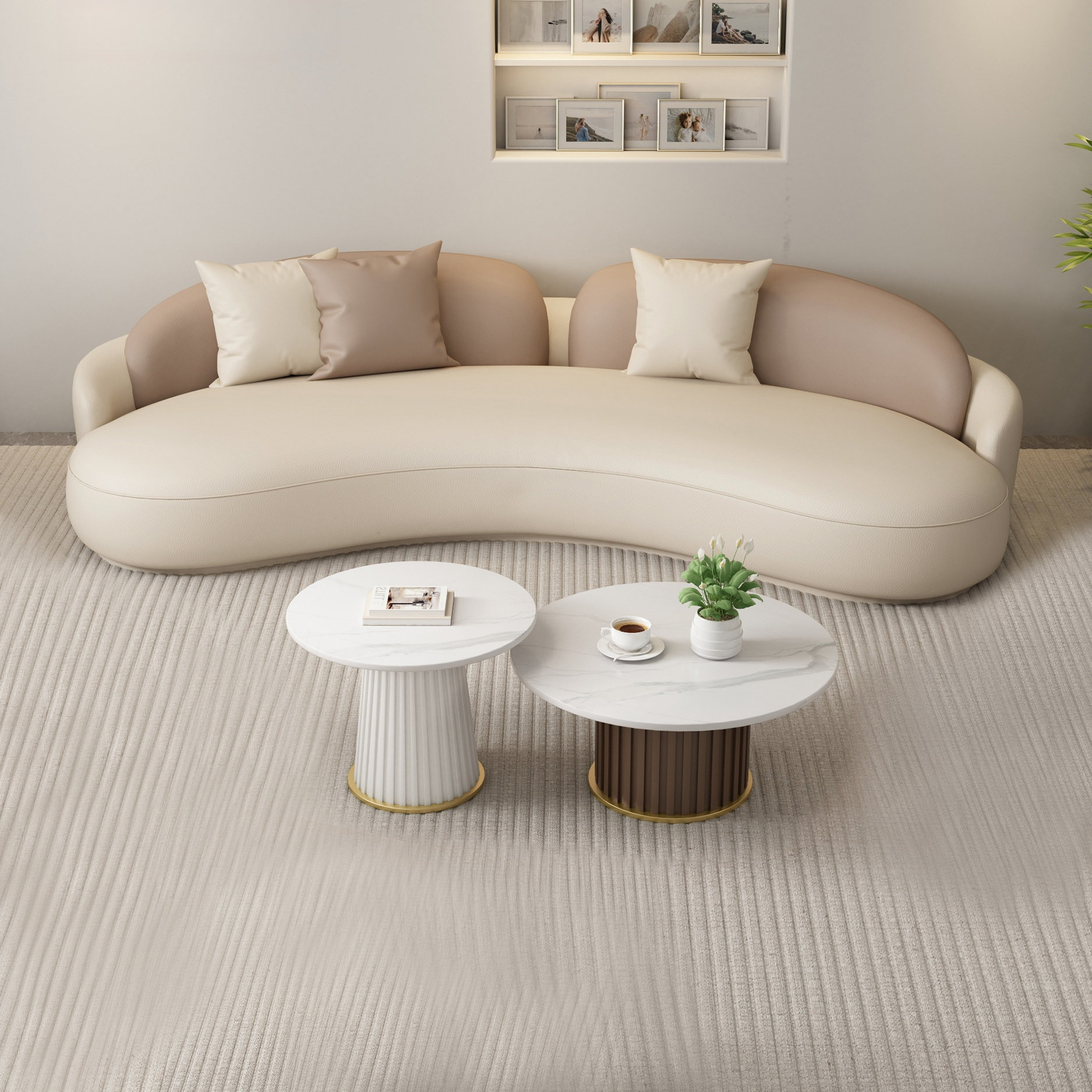 Orren Ellis Modern and Simple Off-white Arc-shaped Sofa - Wayfair Canada