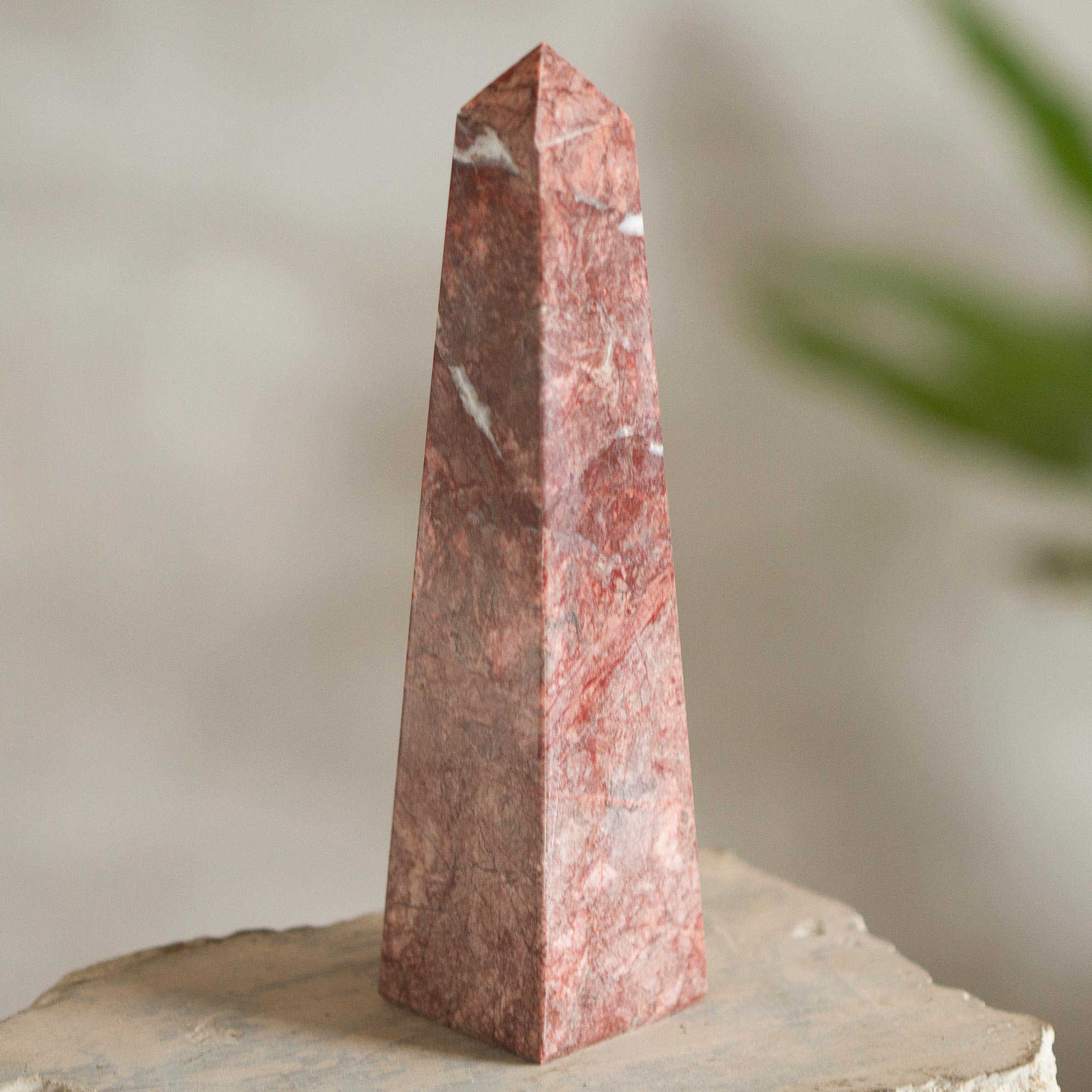 World Menagerie Jadine Unique Gemstone Red Obelisk Sculpture | Wayfair