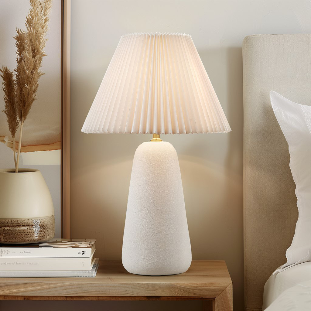 INK+IVY Veluna Textured Ceramic Table Lamp With Fluted Fabric Shade ...