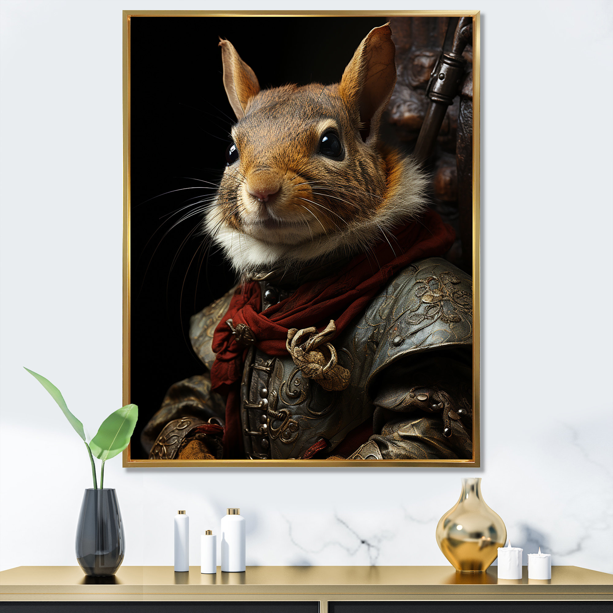 Trinx Medieval Squirrel Portrait In Armor - Rodent Wall Art | Wayfair