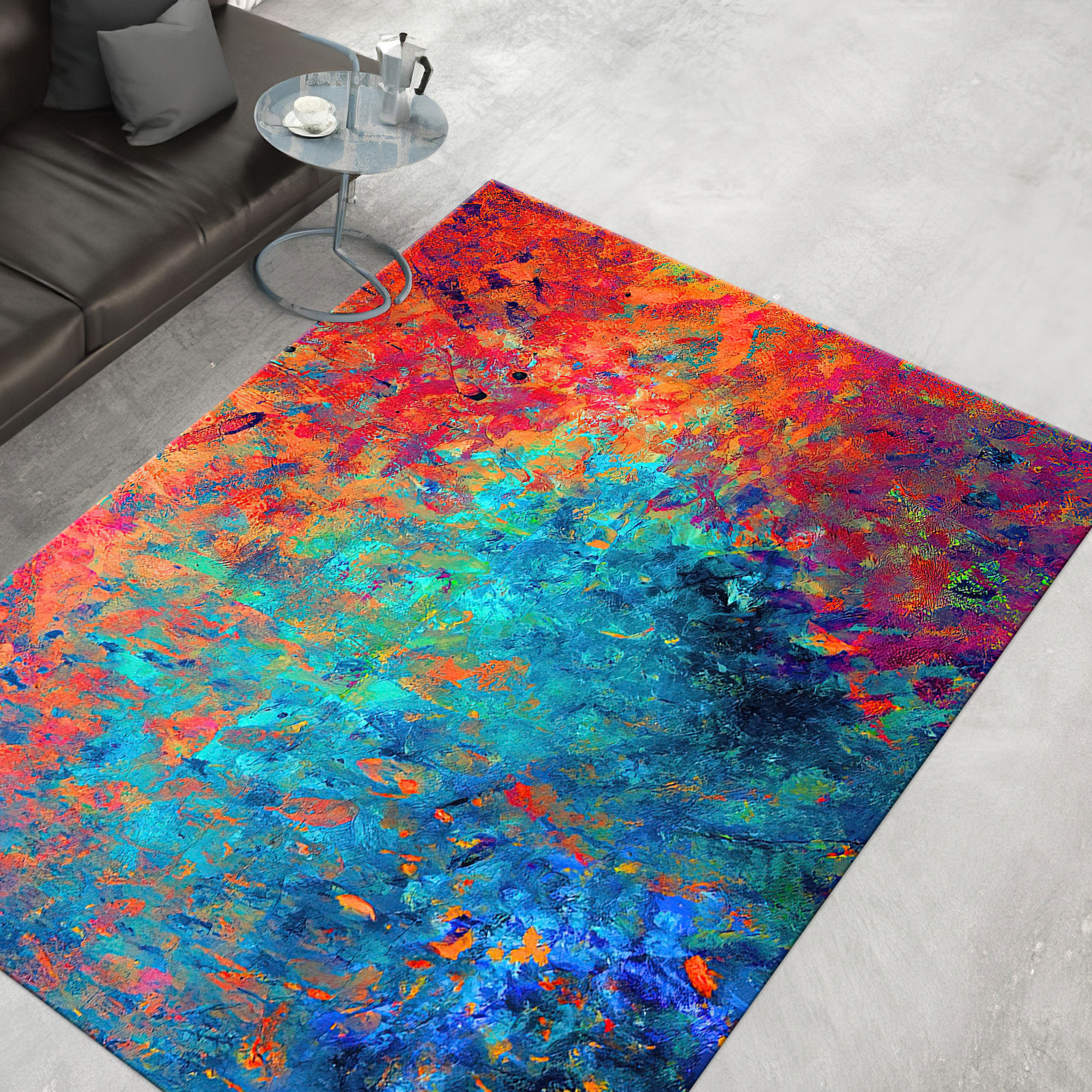 kayra export Non-Woven Soft Printed Rug with Modern Abstract Artistic ...