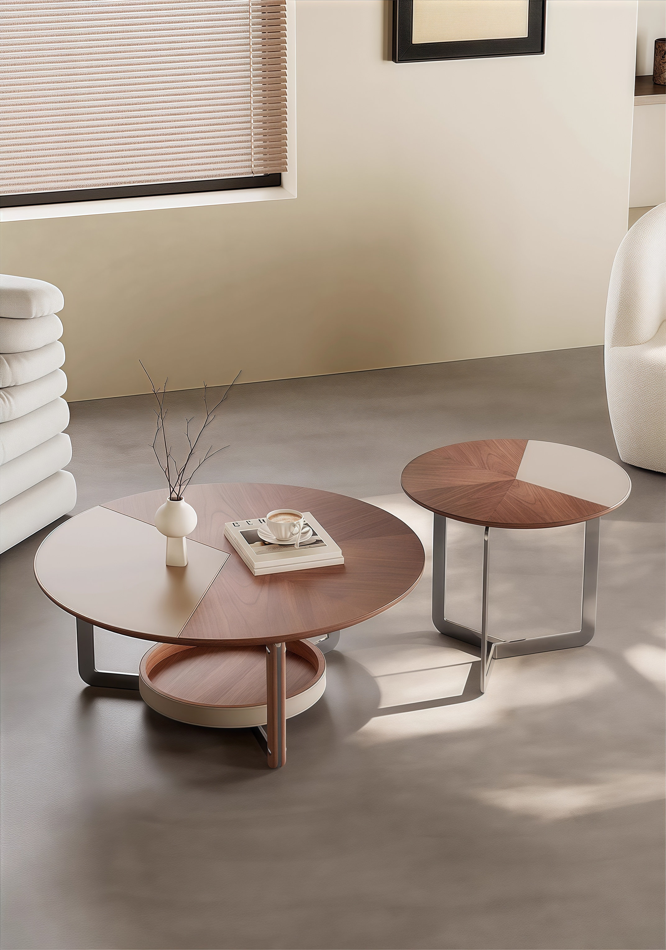 Brayden Studio® Round Combination Colorblock Coffee Table For Living ...