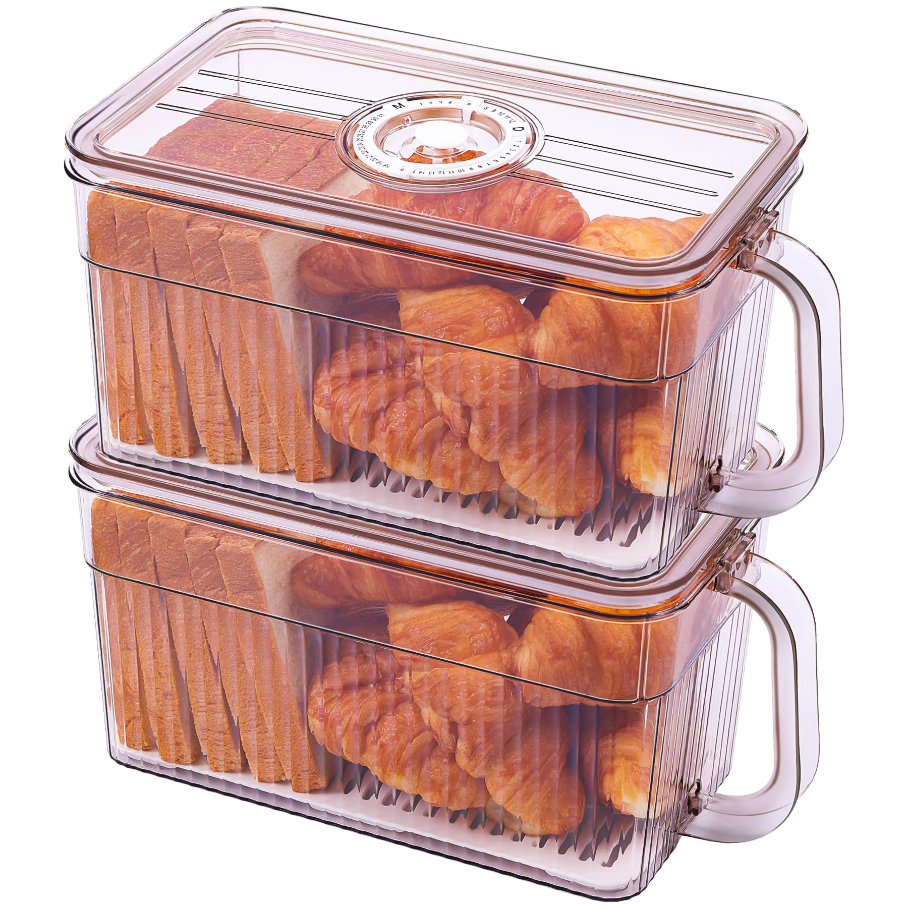 Prep & Savour 2-Pack Kitchen Countertop Airtight Bread Box With Handle ...