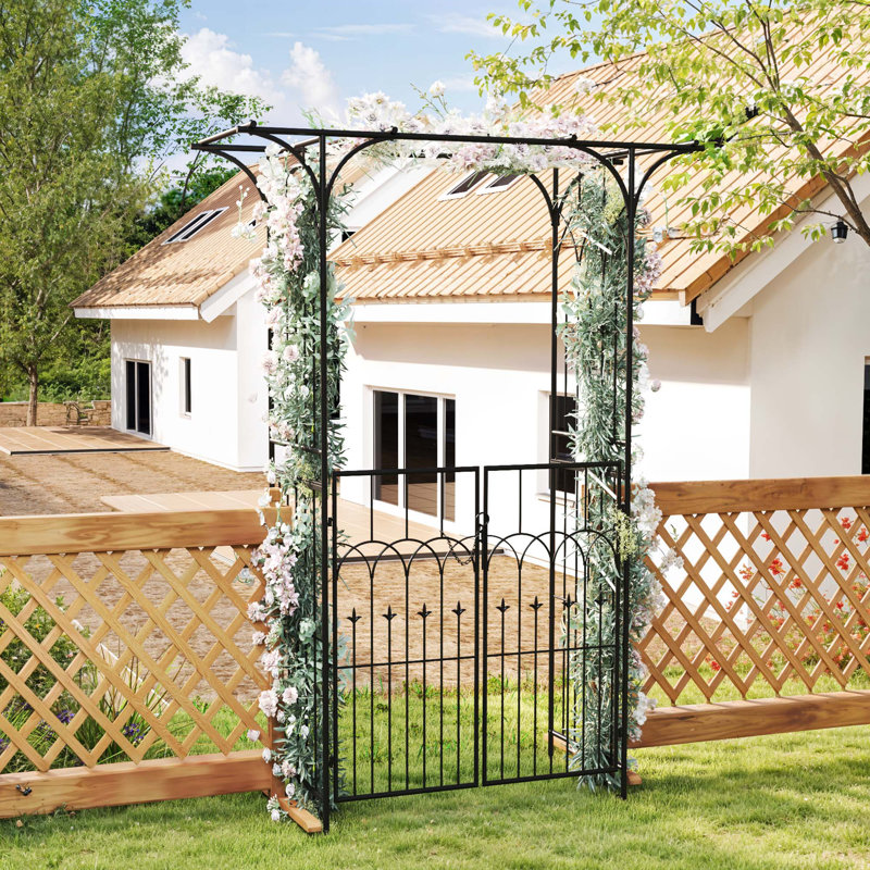 Balconera 81"H Metal Garden Arbor with Gate & Reviews | Wayfair