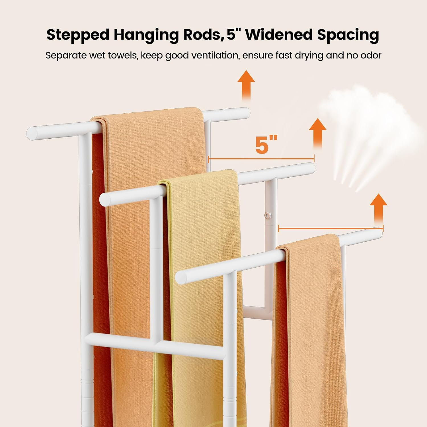 Rebrilliant 44" Tall Standing Towel Racks, 3 Tier Towel Stand Blanket ...