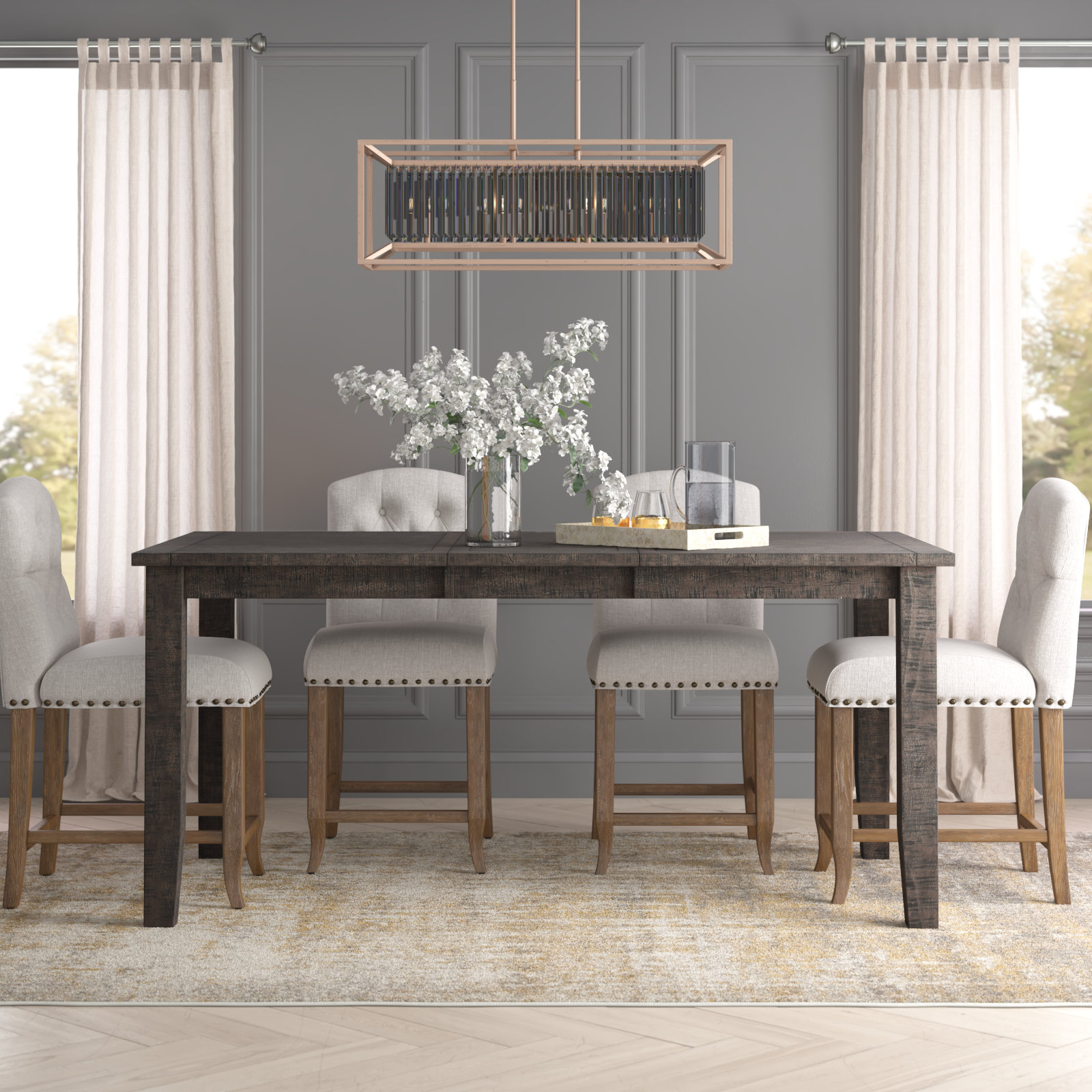 The Twillery Co. Hingham Counter Height Extendable Pine Solid Wood ...