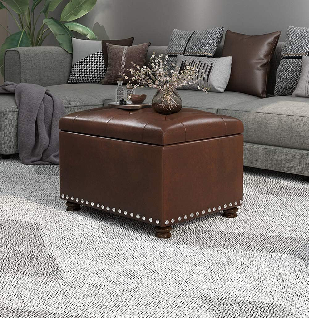 Darby Home Co Leather Storage Ottoman Bench Rectangle 24 Inch Foot Rest ...