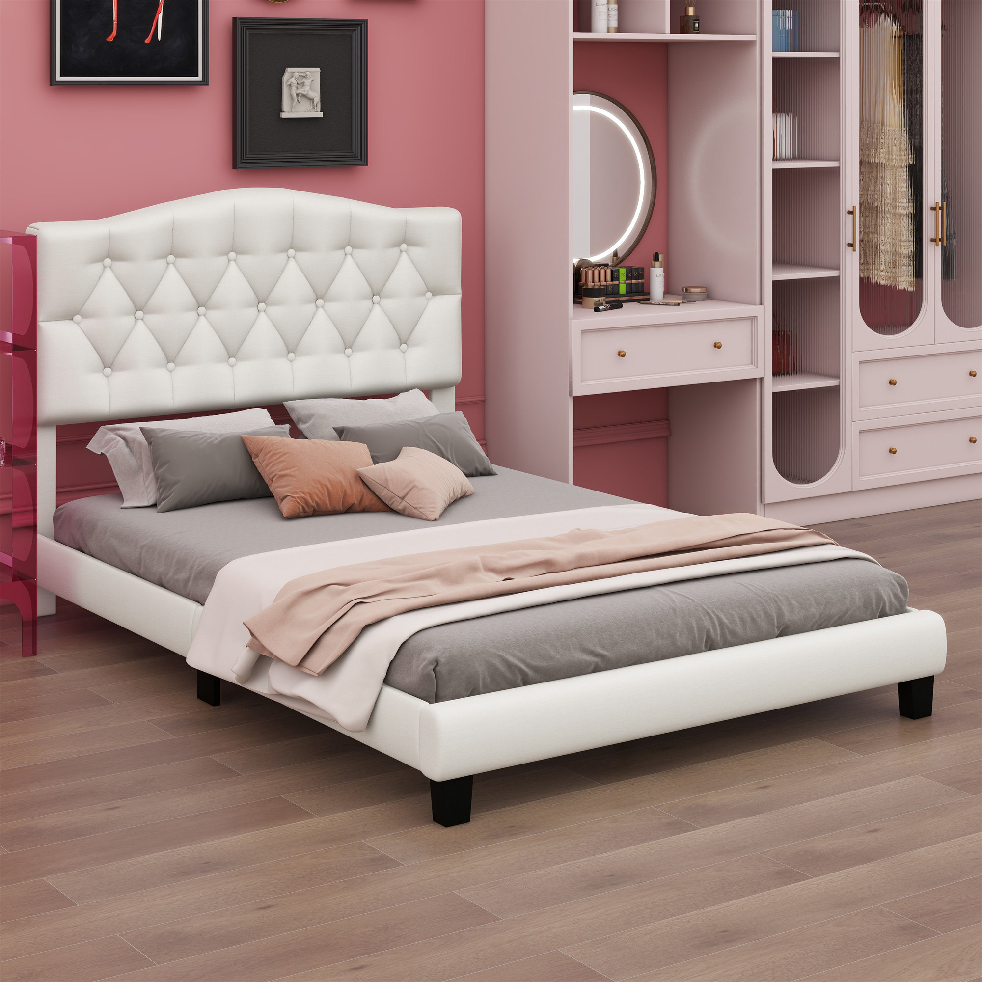Lark Manor™ Upholstered Platform Bed With Saddle Curved Headboard And ...