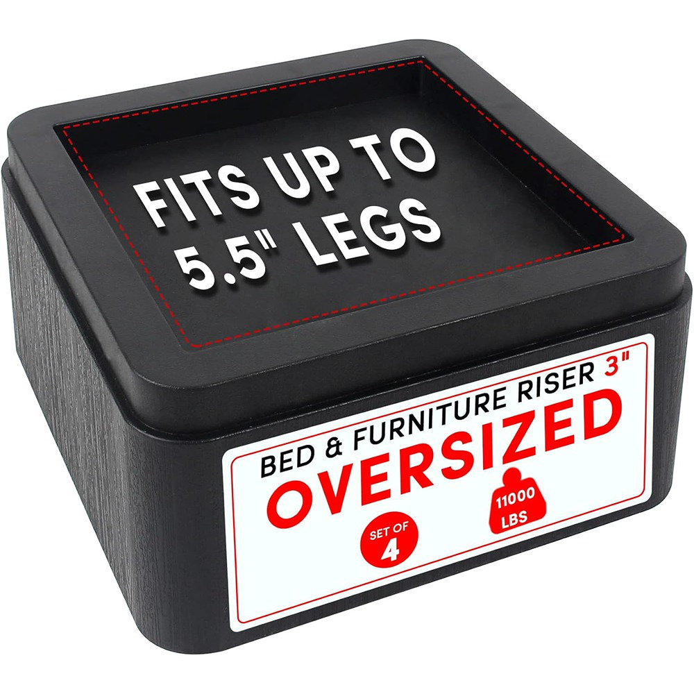 MAXAYA Oversized Bed Risers Heavy Duty Stackable 4 Pack, Furniture ...