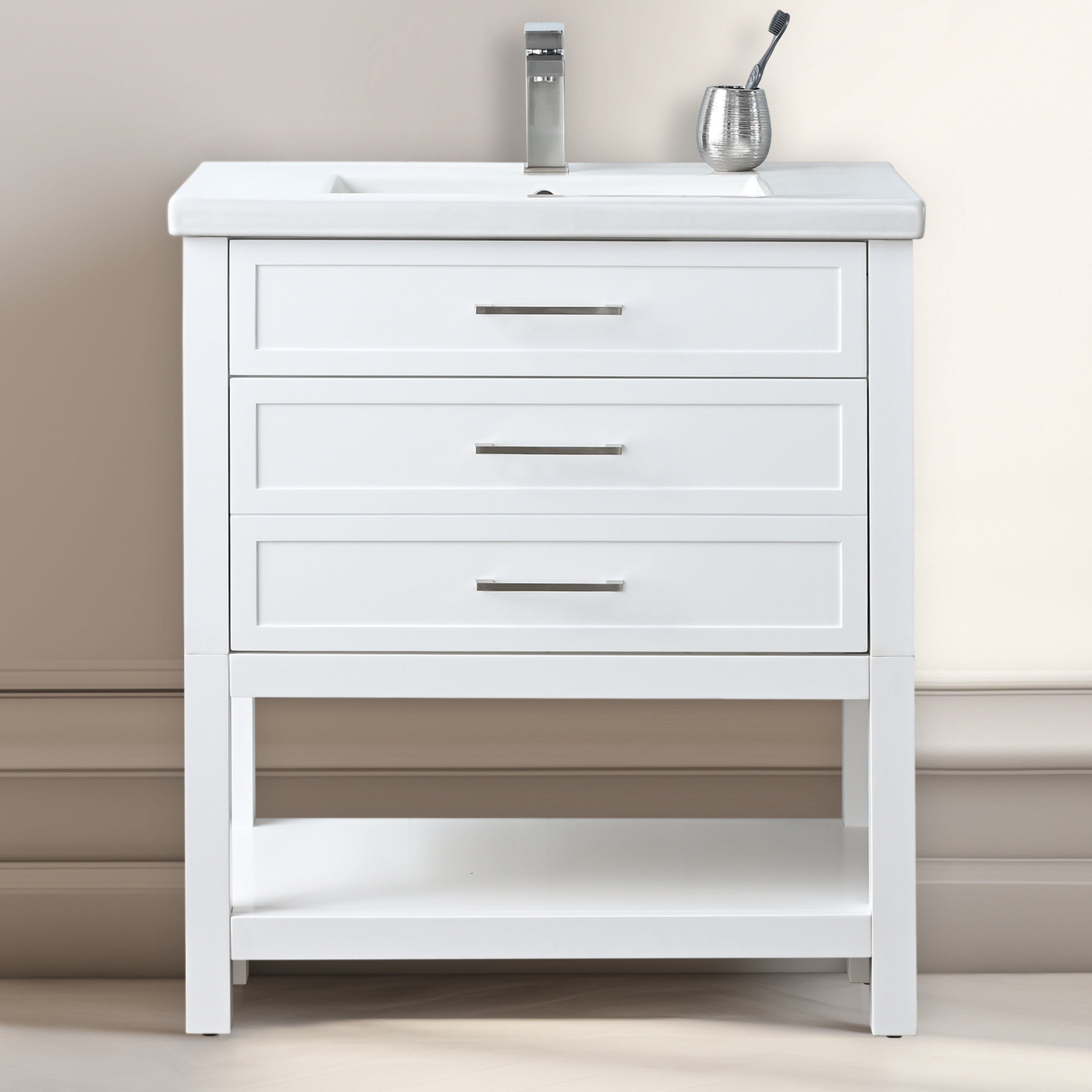 Mercury Row Vicini 30'' Single Vanity with Ceramic Top & Reviews ...