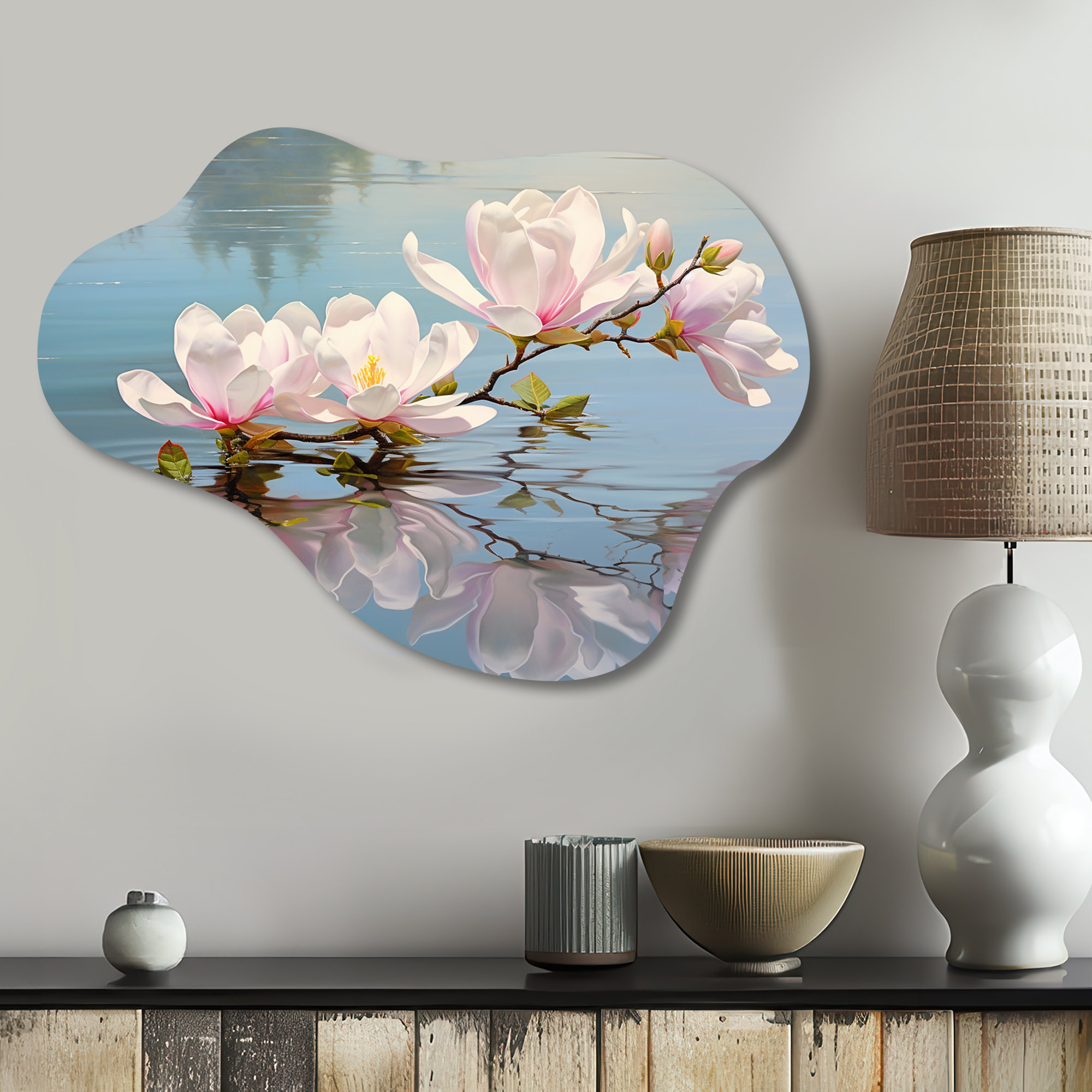 Lark Manor™ White Grey Magnolias Magnolia Reflections II - Magnolias ...