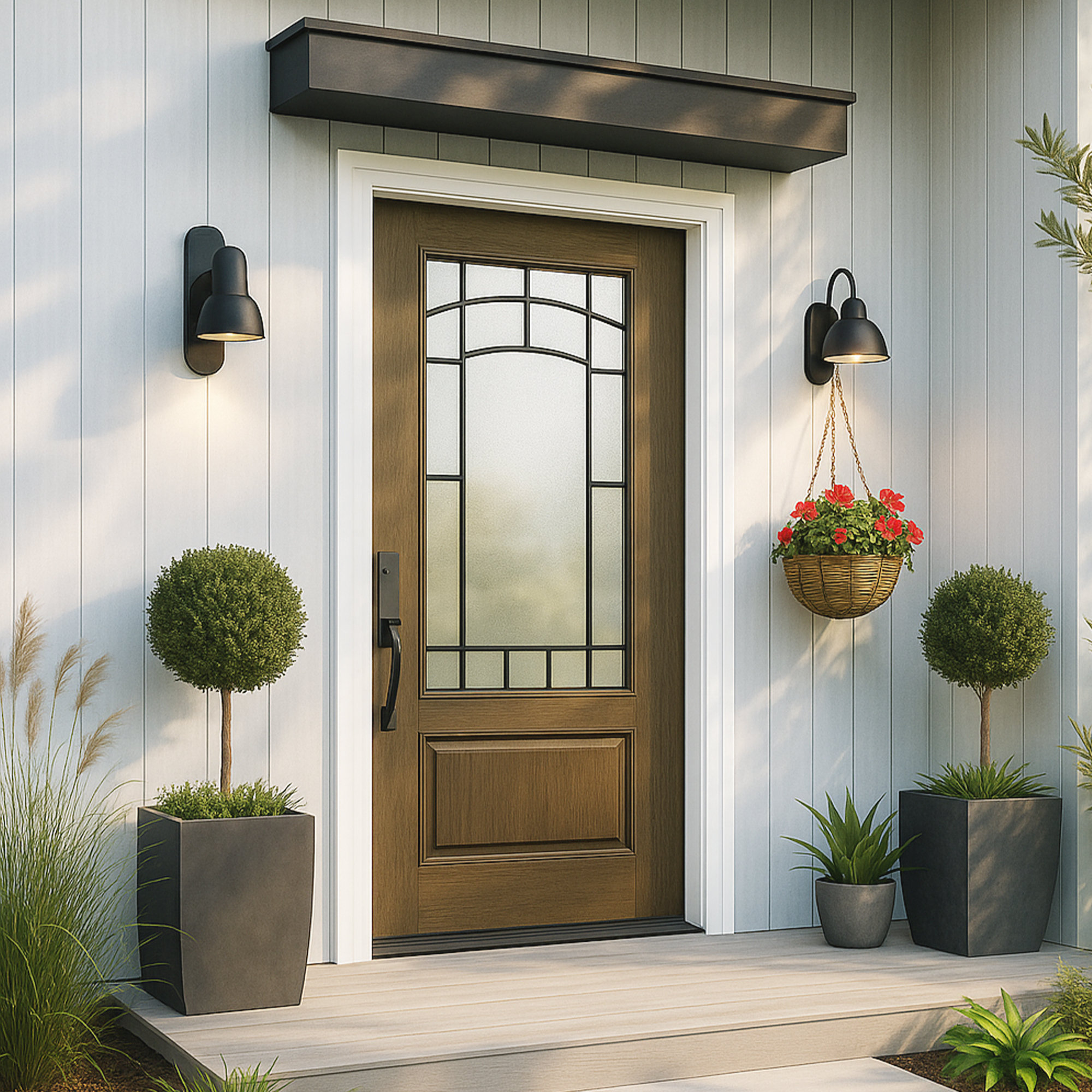 Visco Link 36" x 80" Frosted Glass Fiberglass Front Door – Exterior ...