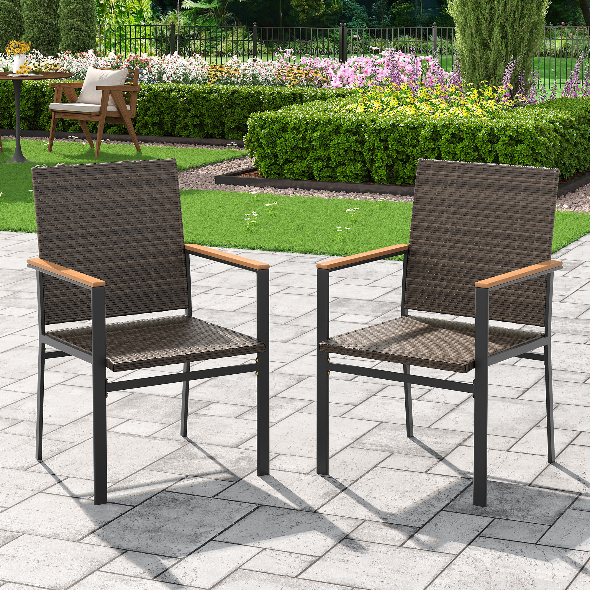 Ebern Designs Patio Dining Chairs Set Of 2 | Wayfair