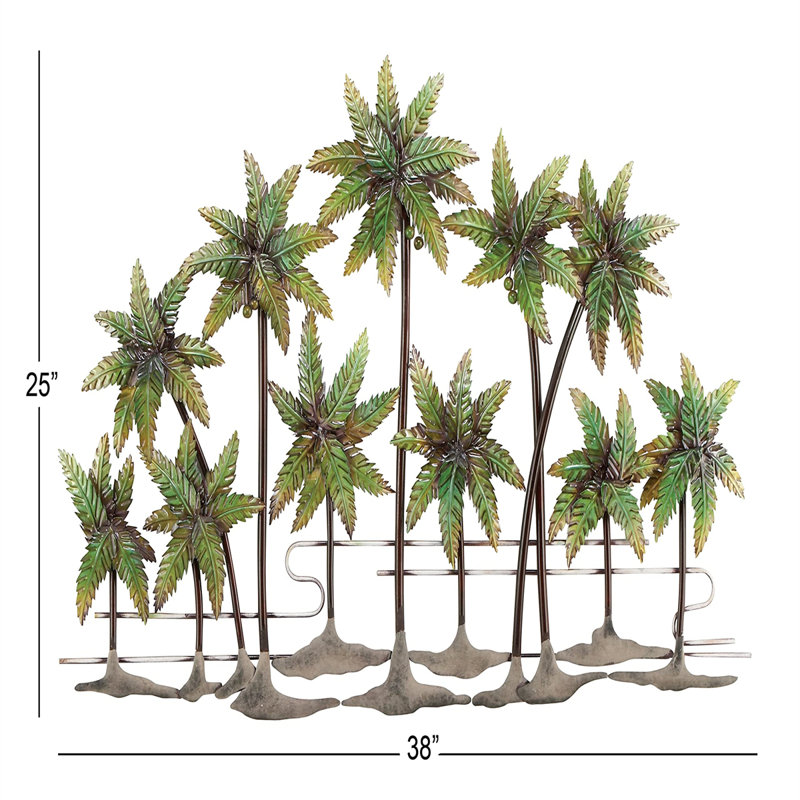 Bay Isle Home™ Wall Decor Indoor Outdoor Palm Tree Wall Sculpture, Wall ...