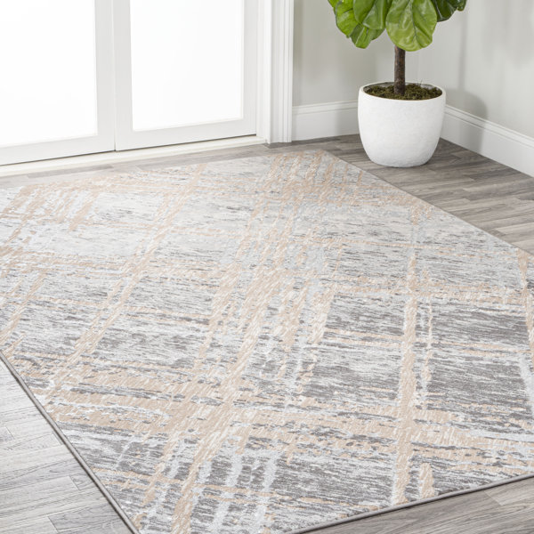 17 Stories Slant Modern Abstract Beige/Gray Rug | Wayfair
