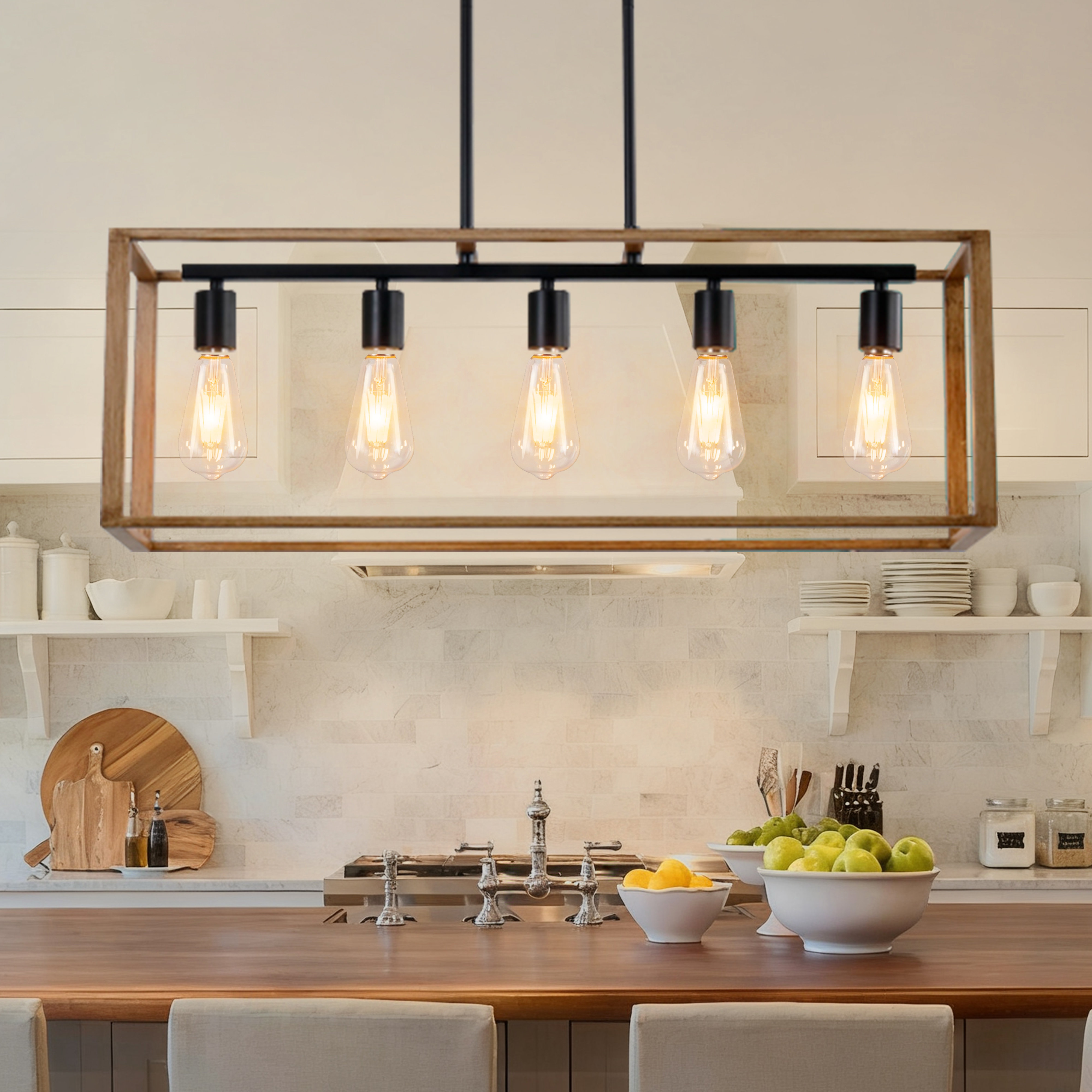 17 Stories Euan 5-Light kitchen Island Lighting Linear Pendant Light ...