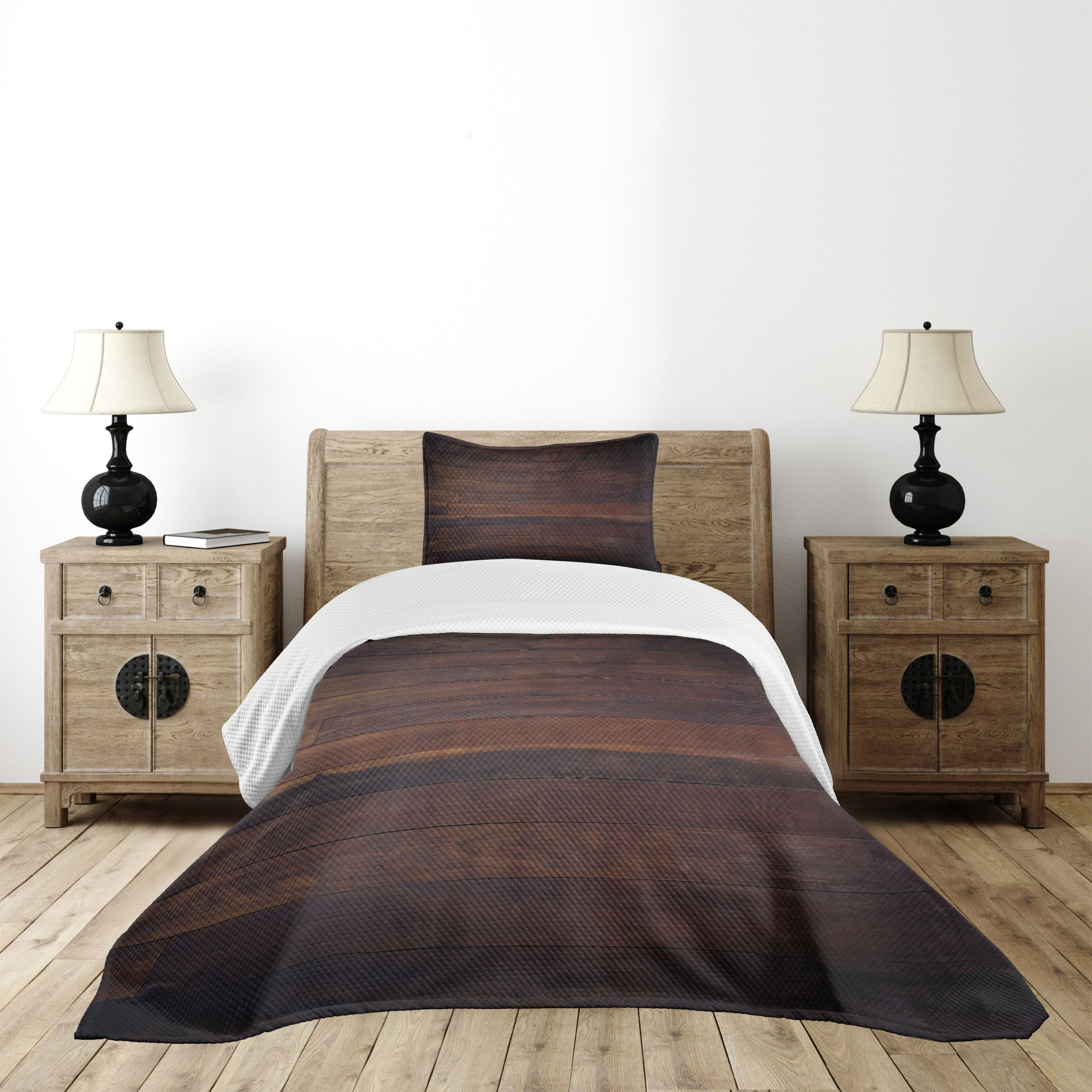 Ambesonne Chocolate Bedspread Set Aged Dark Timber Dark Brown | Wayfair
