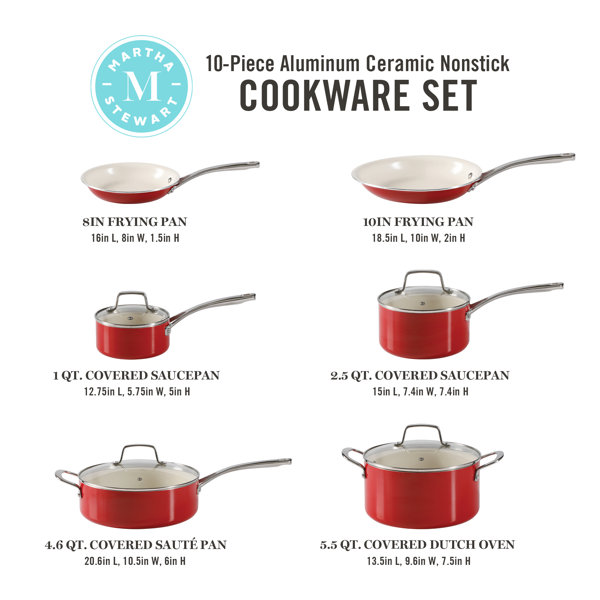 Martha Stewart Lockton 10 Piece Premium PFA Free Non-toxic Ceramic ...