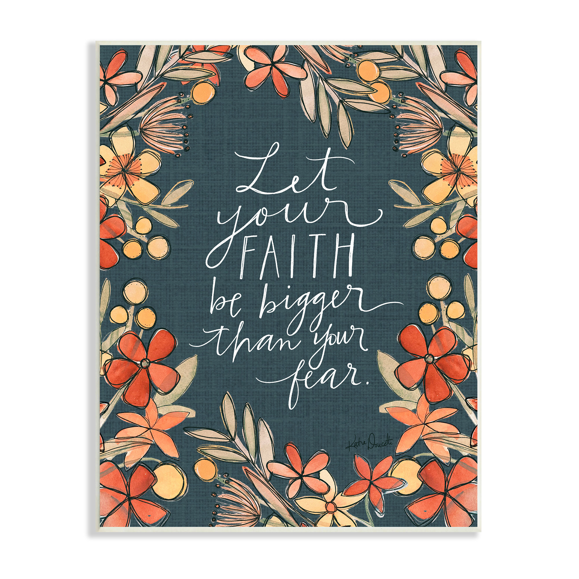 Stupell Industries Faith Over Fear Religious Calligraphy Patterned ...