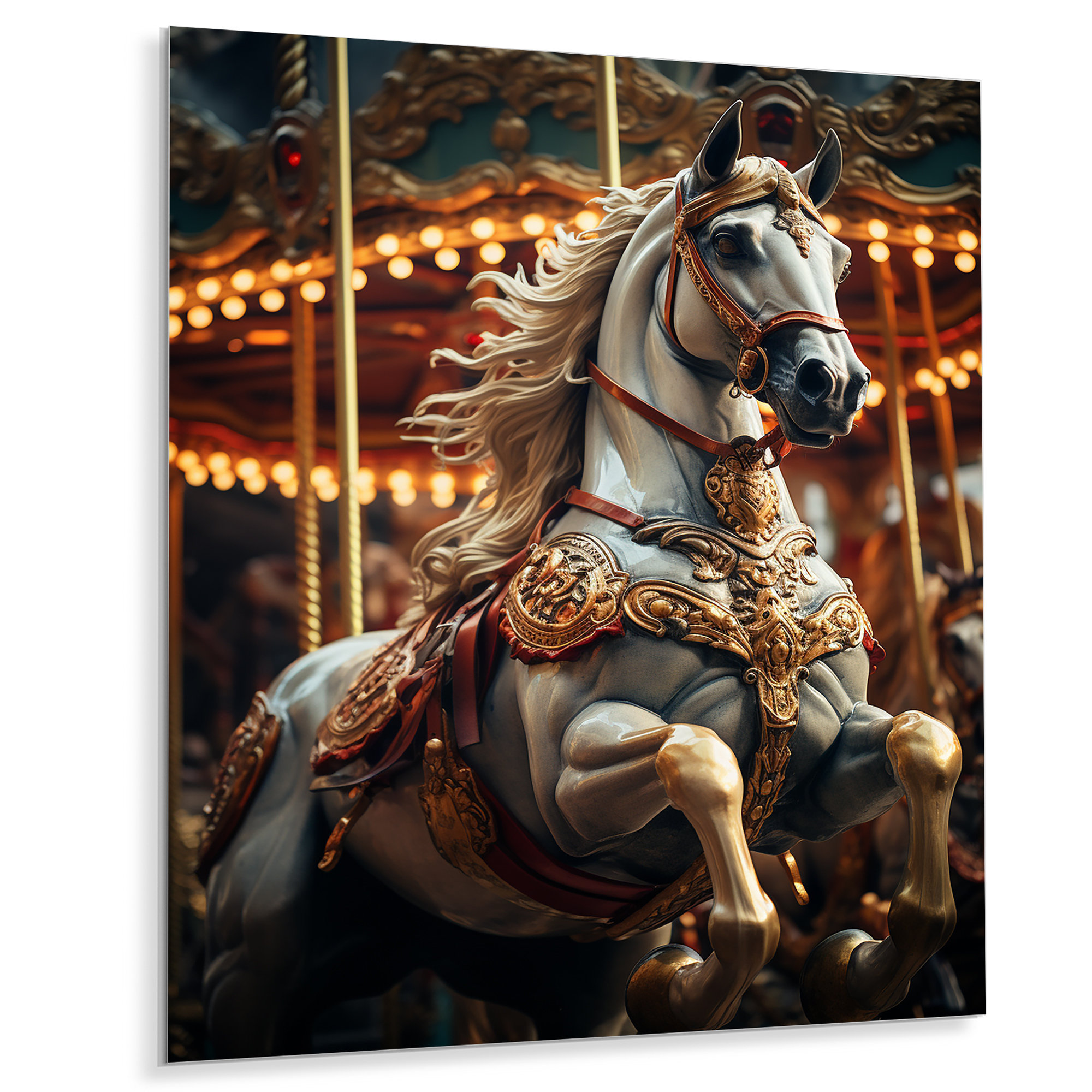 Bungalow Rose Carousel Carousel Carousel - Carousel Metal Art Print ...