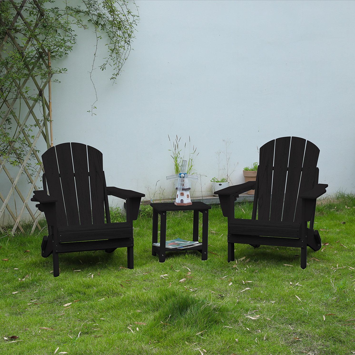 Rosecliff Heights Folding Adirondack Chair with Side Table, 3-Piece ...