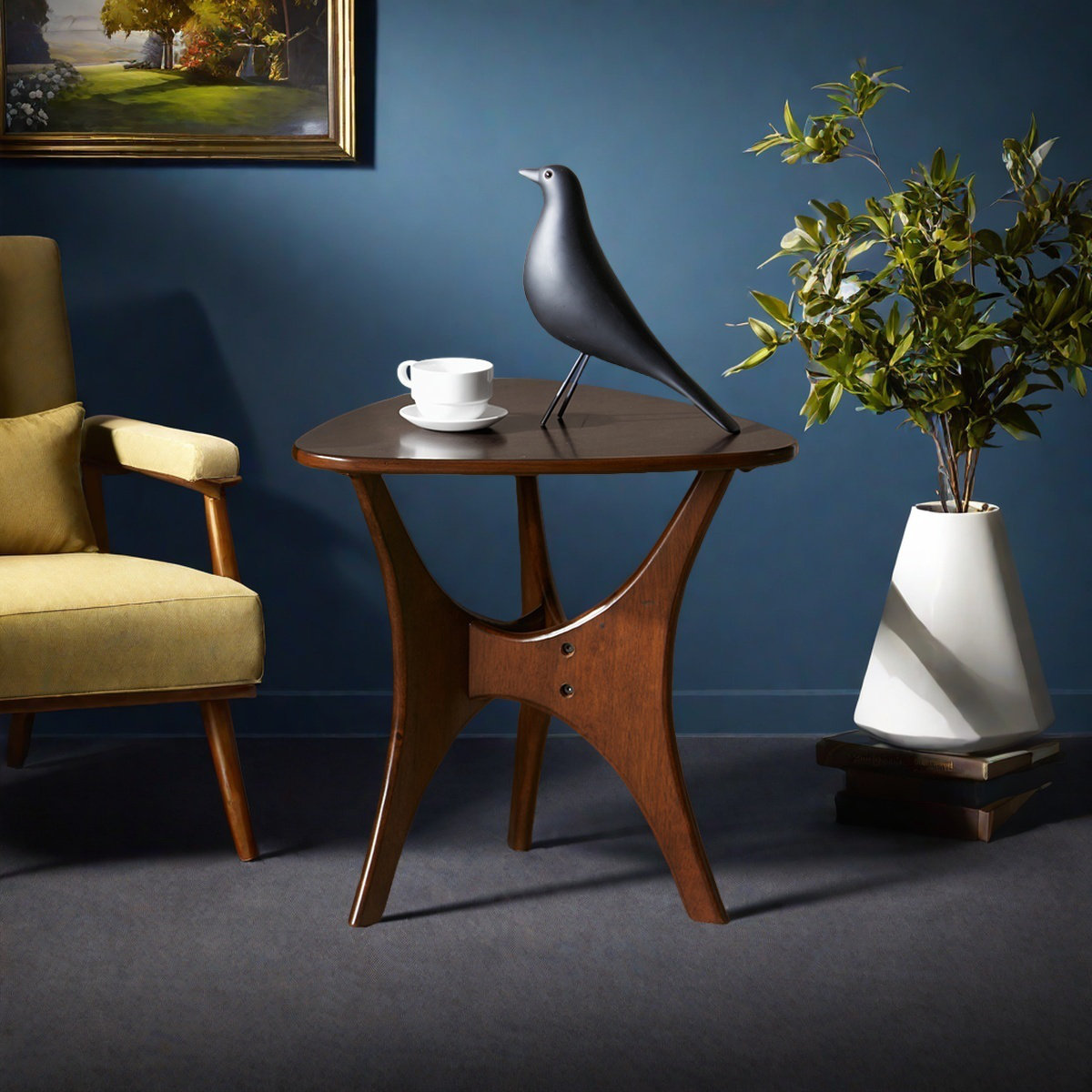 Latitude Run® Small Triangular Side Table,rustic Wooden Coffee Table ...