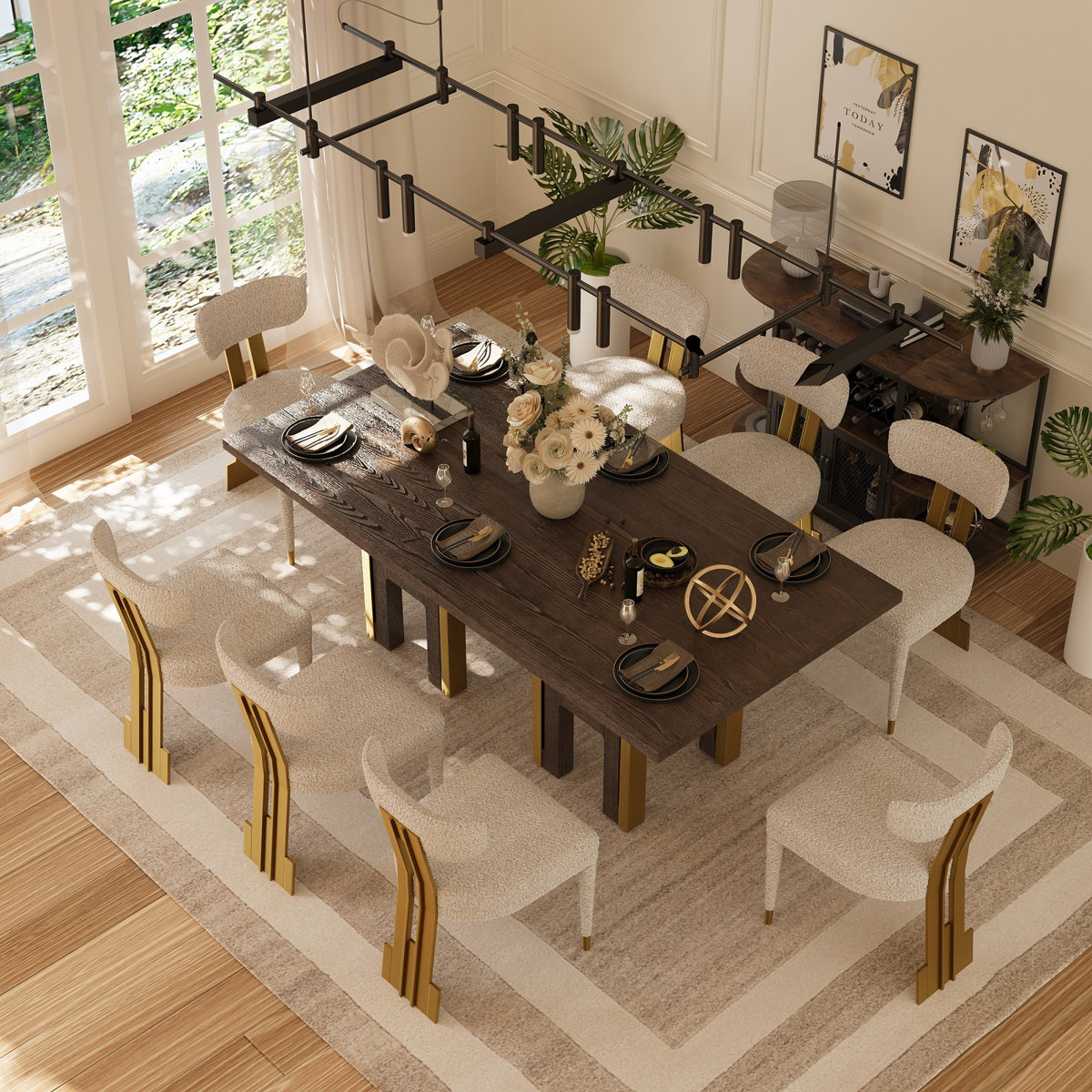 Everly Quinn 78" Farmhouse Solid Wood Dining Tables For 6-8,Large Long ...