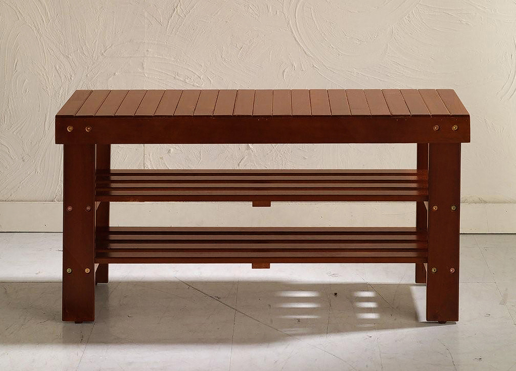 Charlton Home® Pina Quality Solid Wood Shoe Bench, Cherry Finish | Wayfair