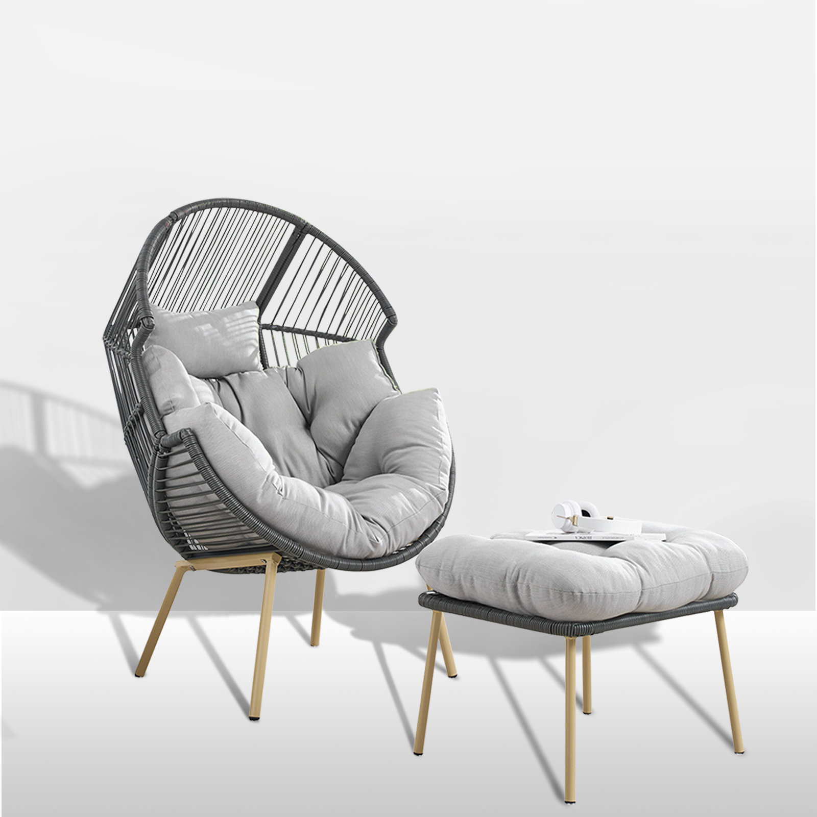 Dakota Fields Baja Swing Chair Hammock with Cushion and Ottoman ...