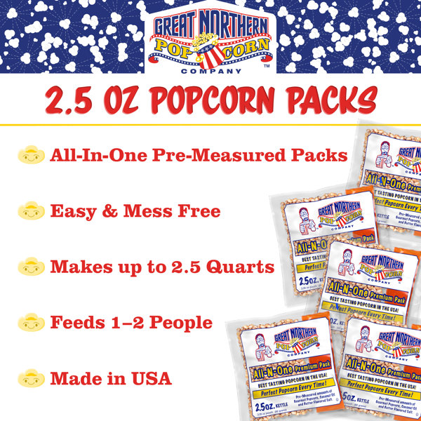 Great Northern Popcorn 2.5oz Popcorn Machine Popcorn Packets, 24 Case ...