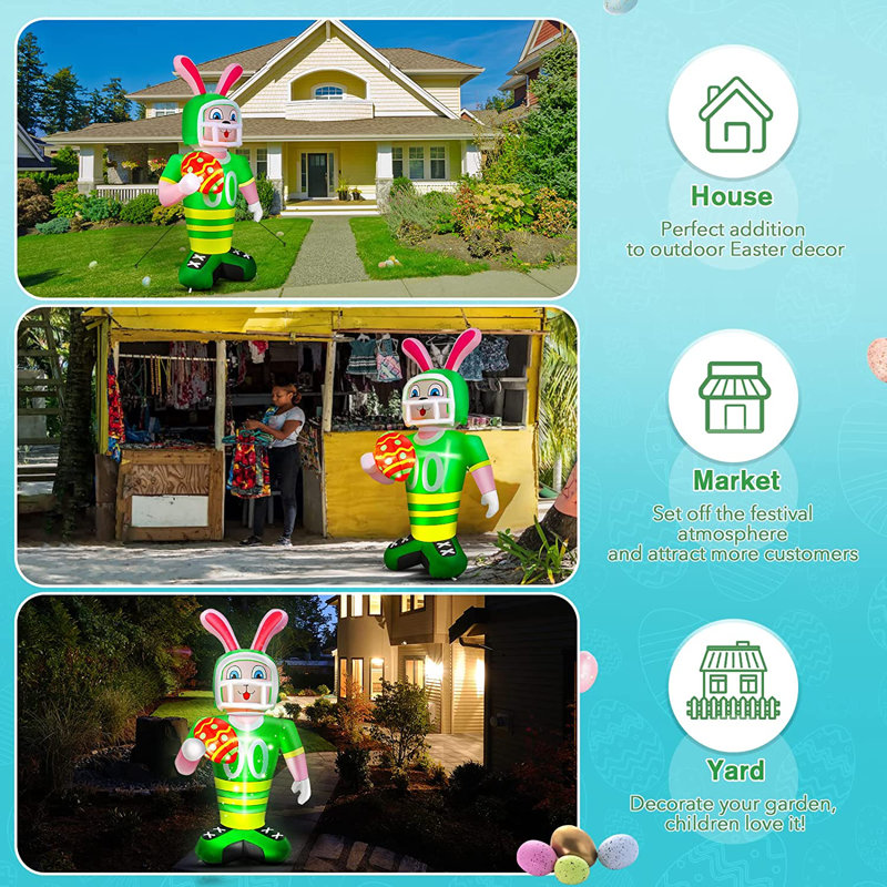 The Holiday Aisle® Rugby Rabbit Inflatable | Wayfair